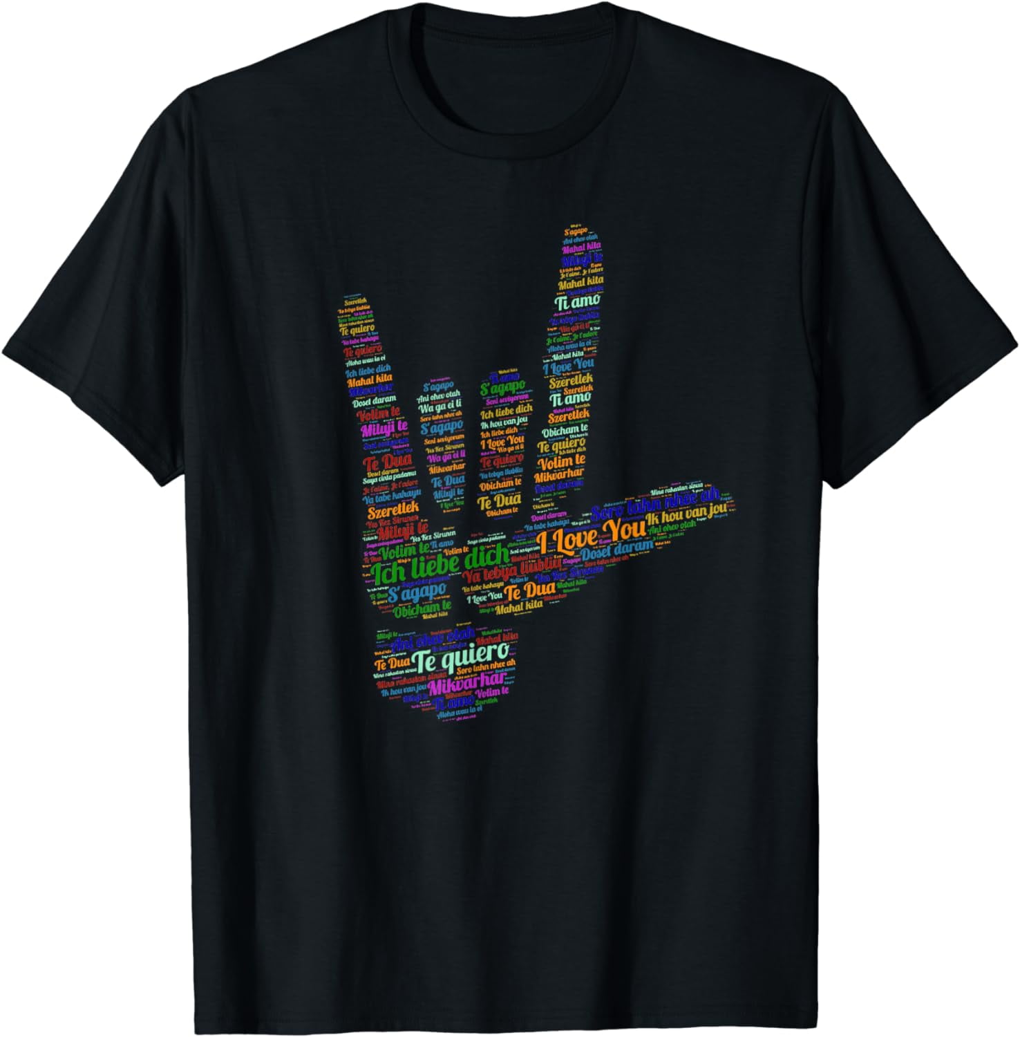 ASL Sign, I Love You in 40 Different Languages, ASL T-Shirt - Walmart.com