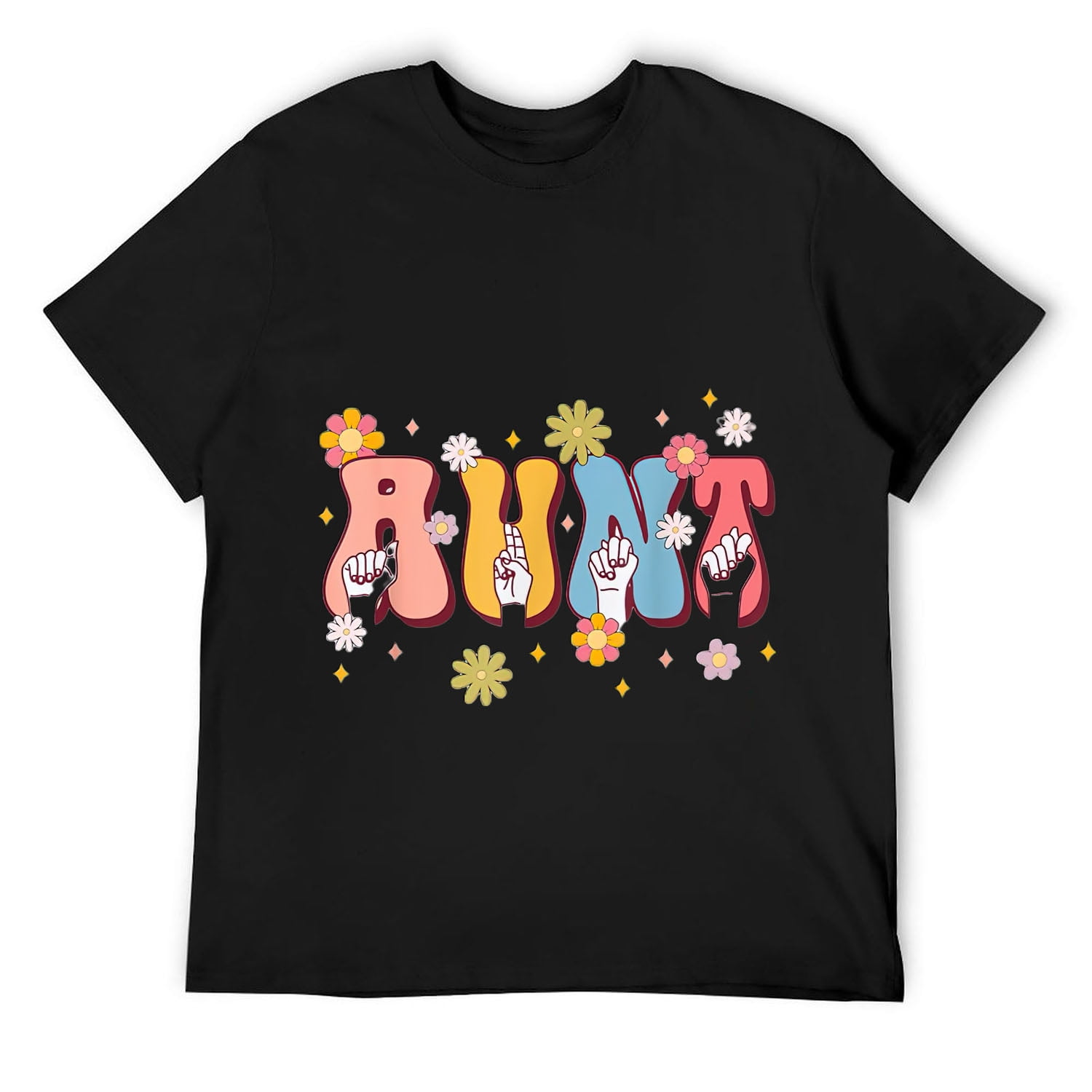 ASL Teacher Aunt Auntie American Sign Language ASL Squad T-Shirt ...