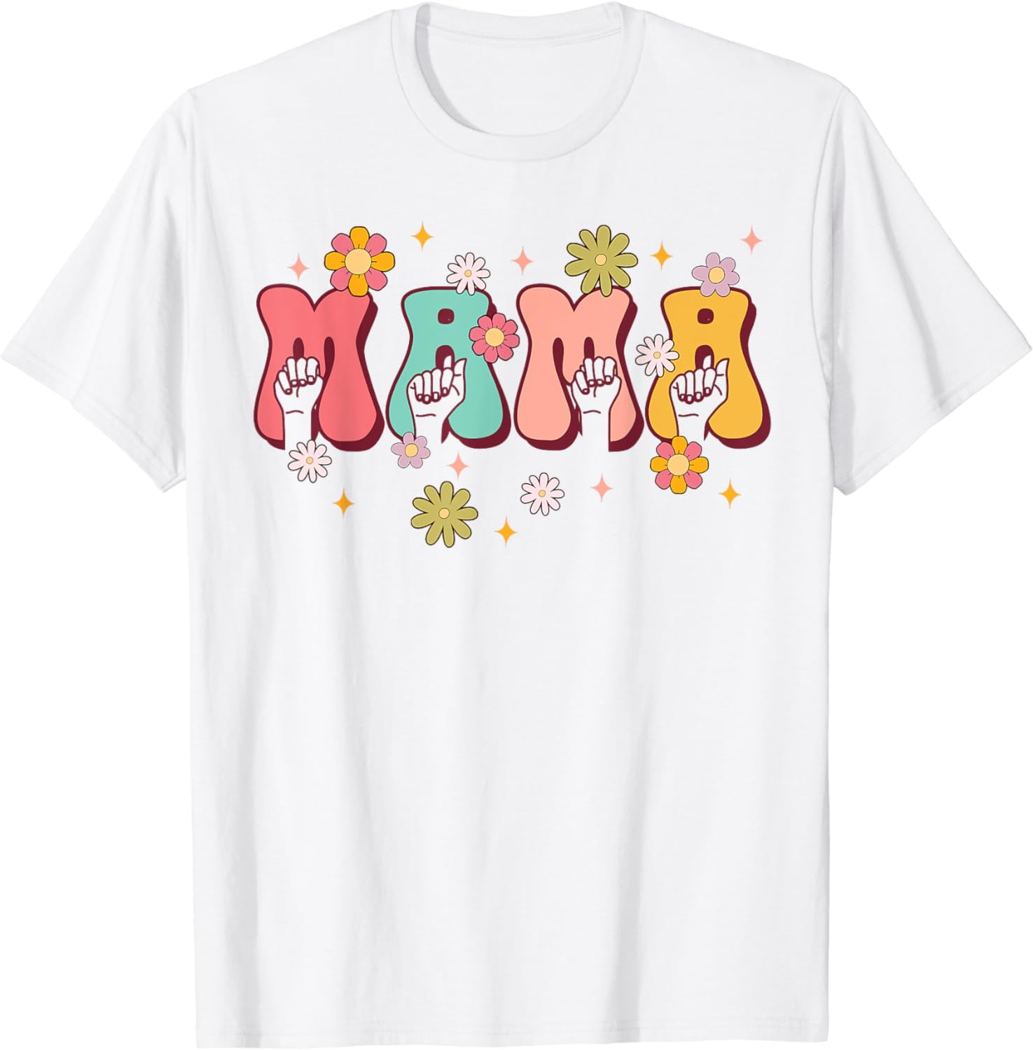 ASL Teacher Mama American Sign Language ASL Blessed Mama T-Shirt ...