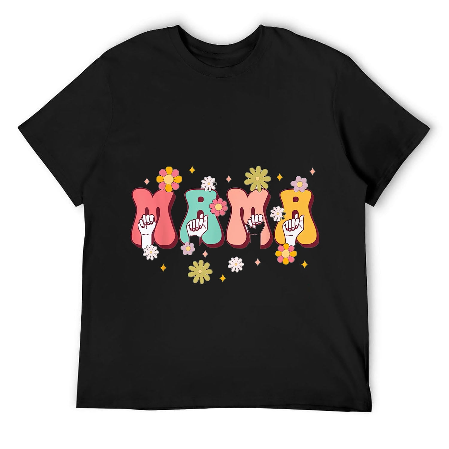 ASL Teacher Mama American Sign Language ASL Blessed Mama T-Shirt ...