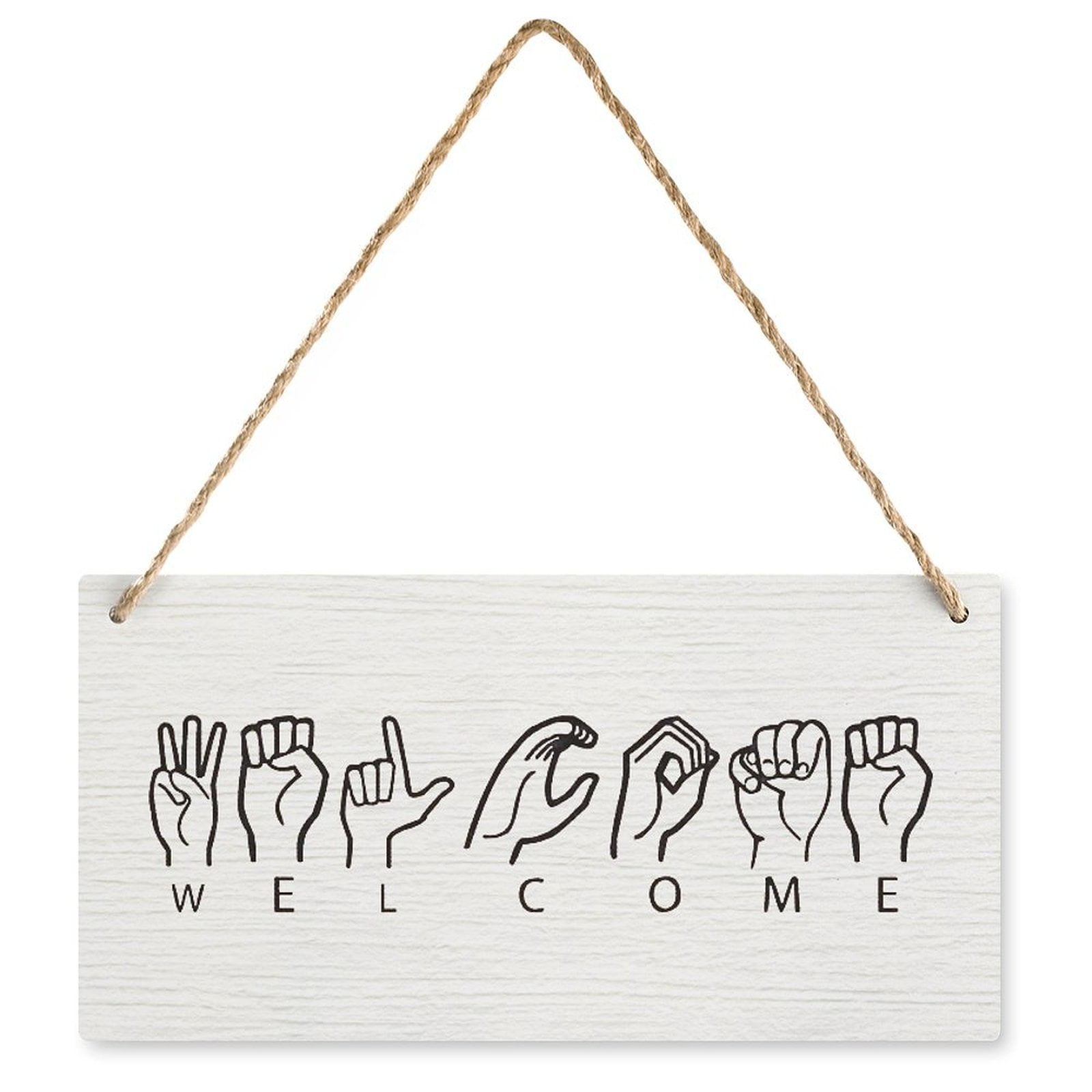 ASL Welcome American Sign Language Door Olefin & Beige - Brown Welcome ...