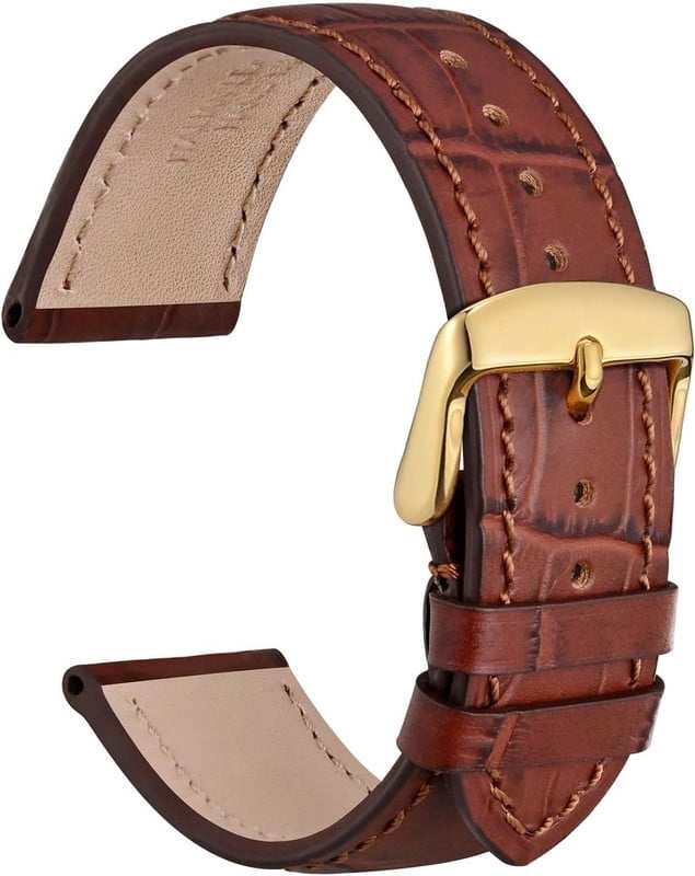 ASLL Unisex Croc Leather Watch Band – Brown Replacement Strap for Men ...