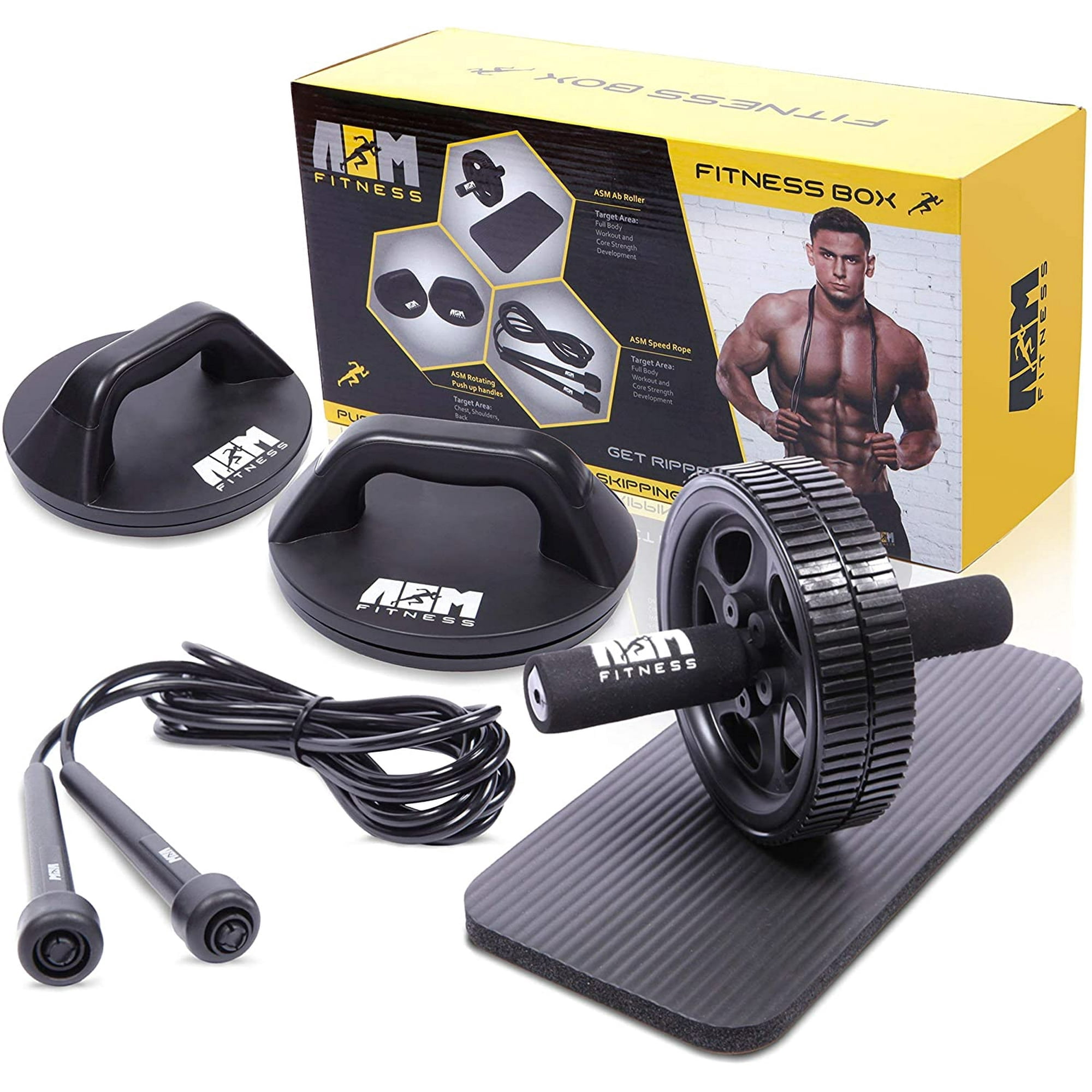 ASM Fitness Box- Home Gym Set, Rotational Push Up Bar/Pushup Stand ...