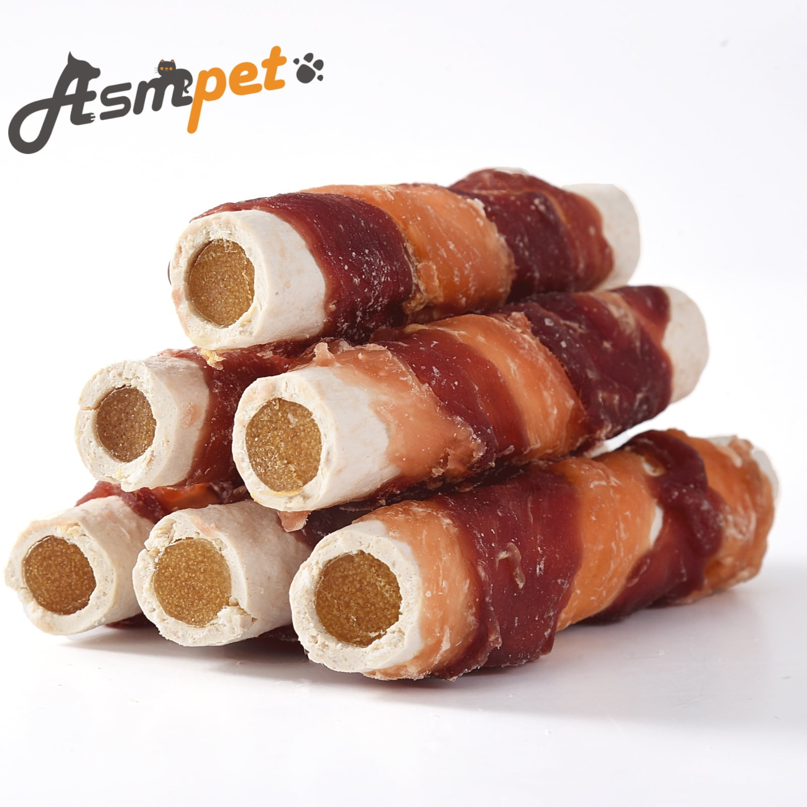 ASMPET Rawhide Dog Treats Chicken & Duck Wrapped Rawhide Sweet Potato ...