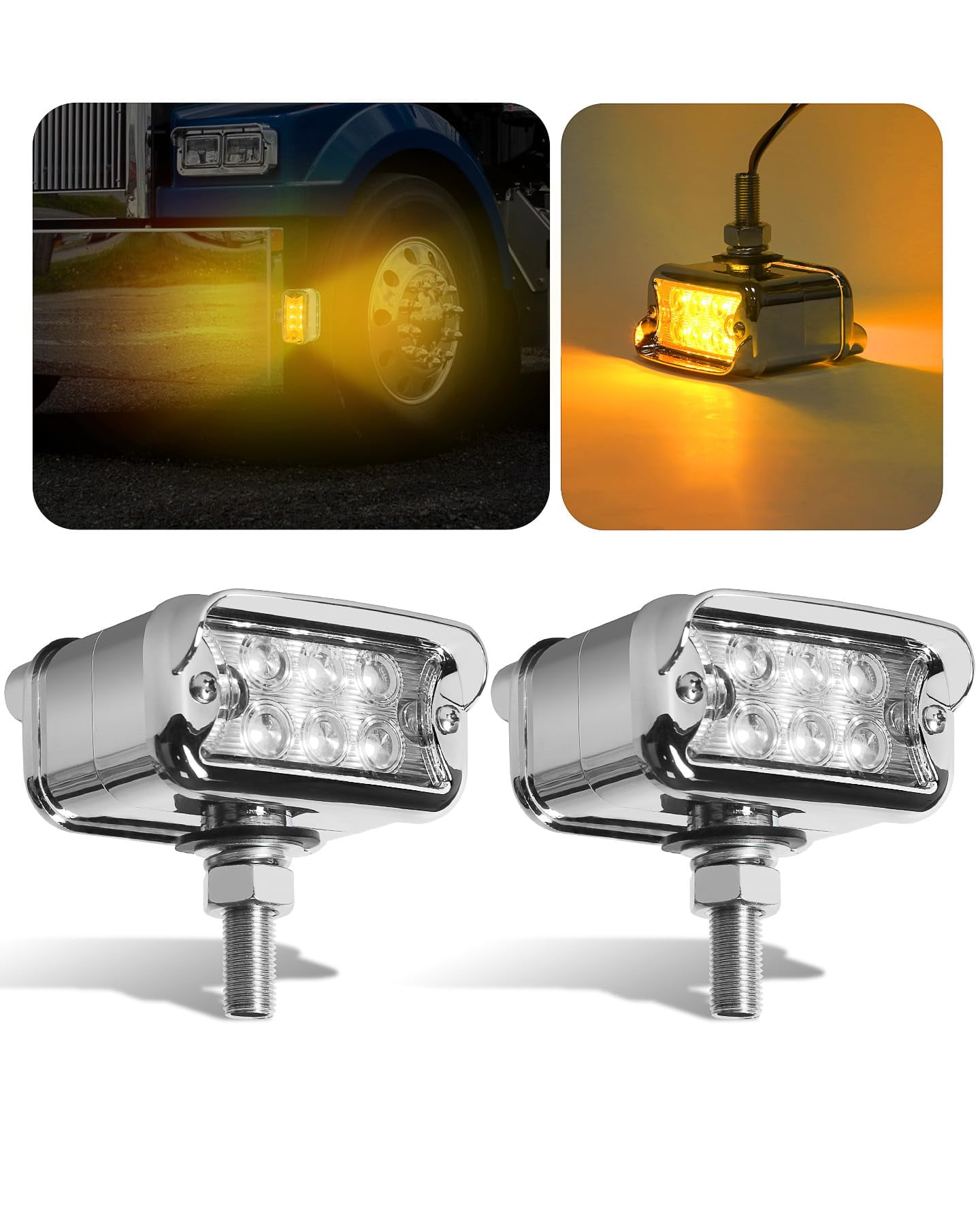 ASNOO 2PCS Amber Dual KEF16 Revolution 12 LED Signal Marker Lights w ...