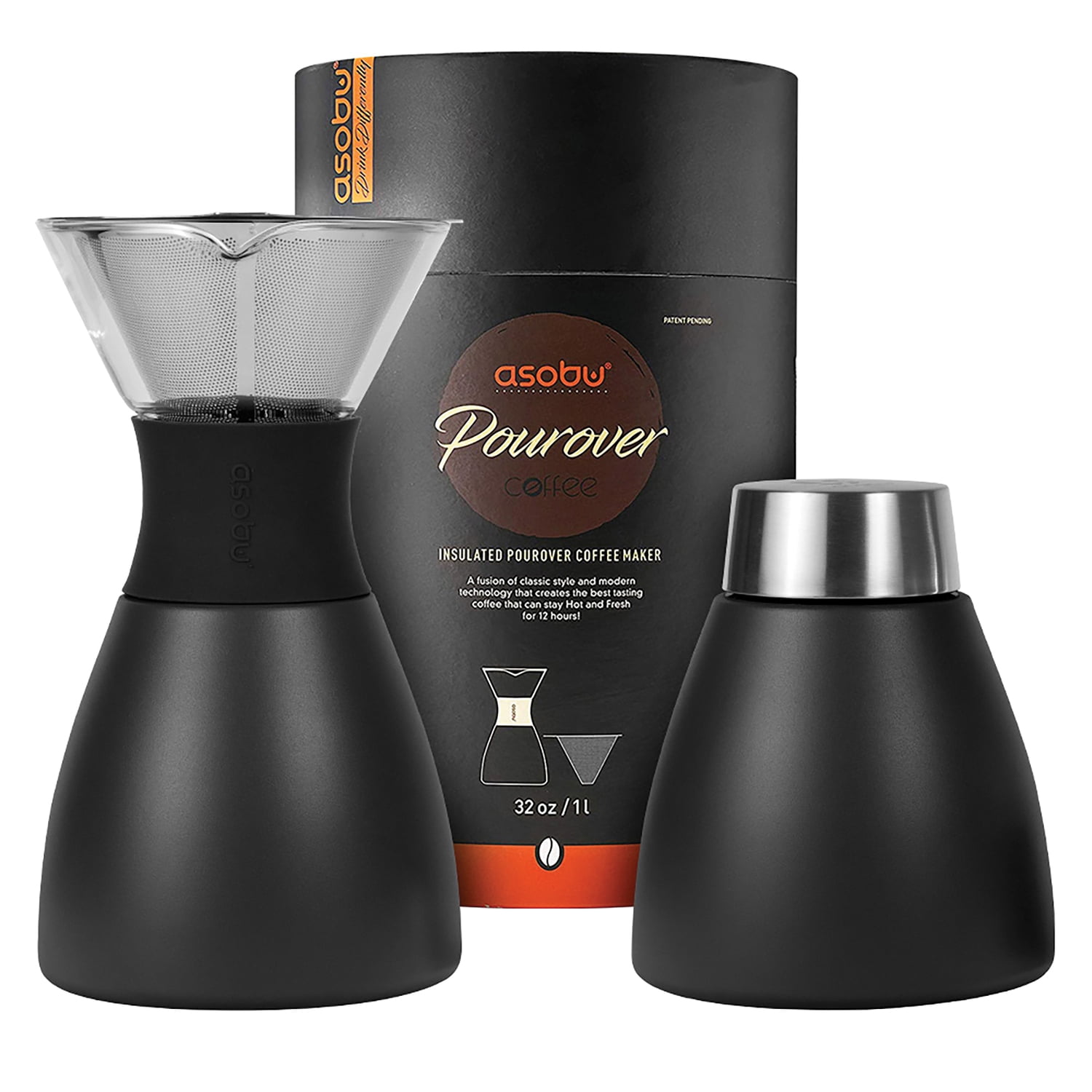 ASOBU NA-PO300BK Insulated Pour-over Coffee Maker (Black), 843631169513 ...