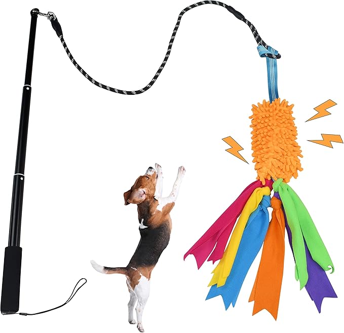 ASOCEA Dog Tug Toy with Flirt Pole,Aggressive Chewers Dog Squeaky ...