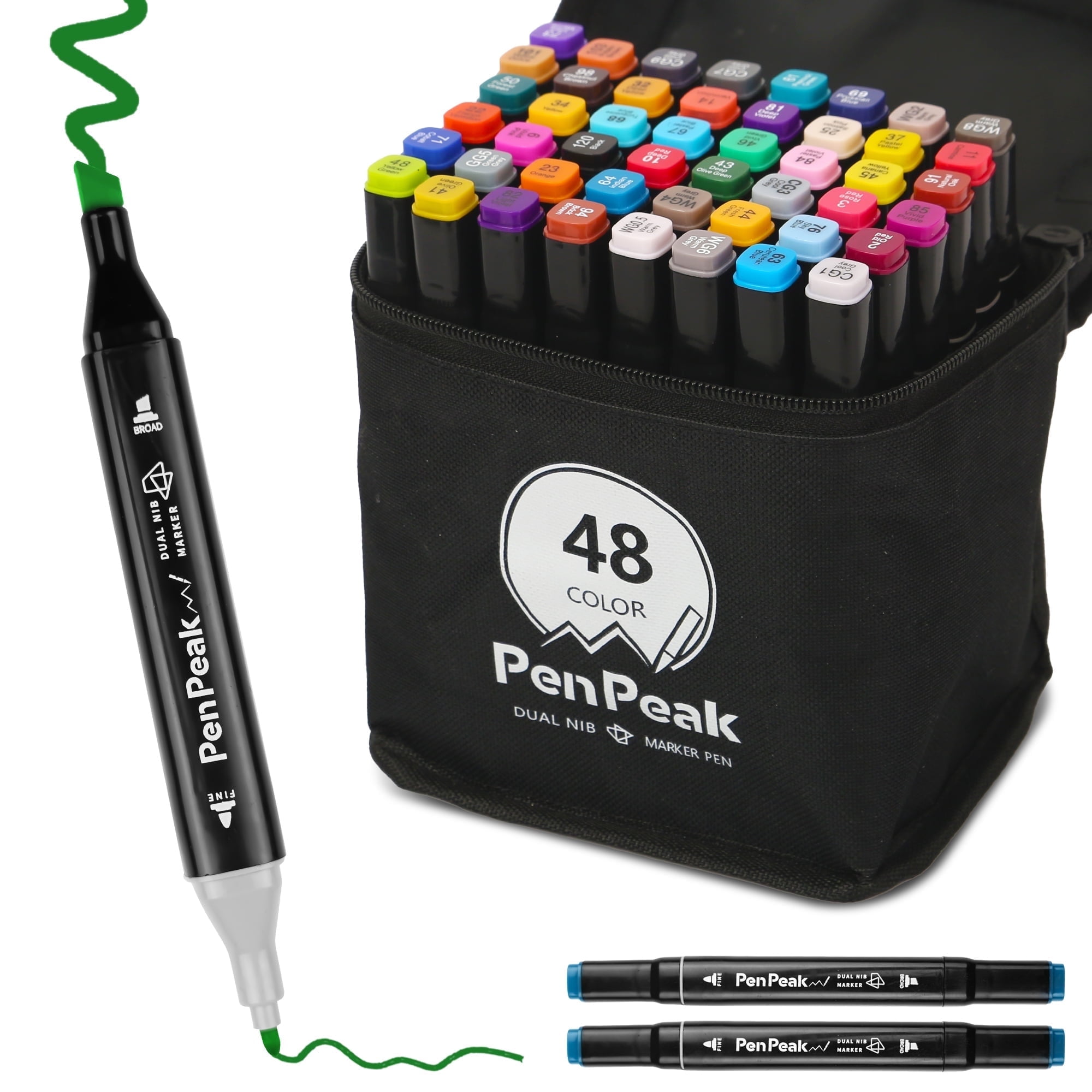 ASOVNXF Coloring Markers,48 Colors Dual Tip Art Markers Set with Case ...