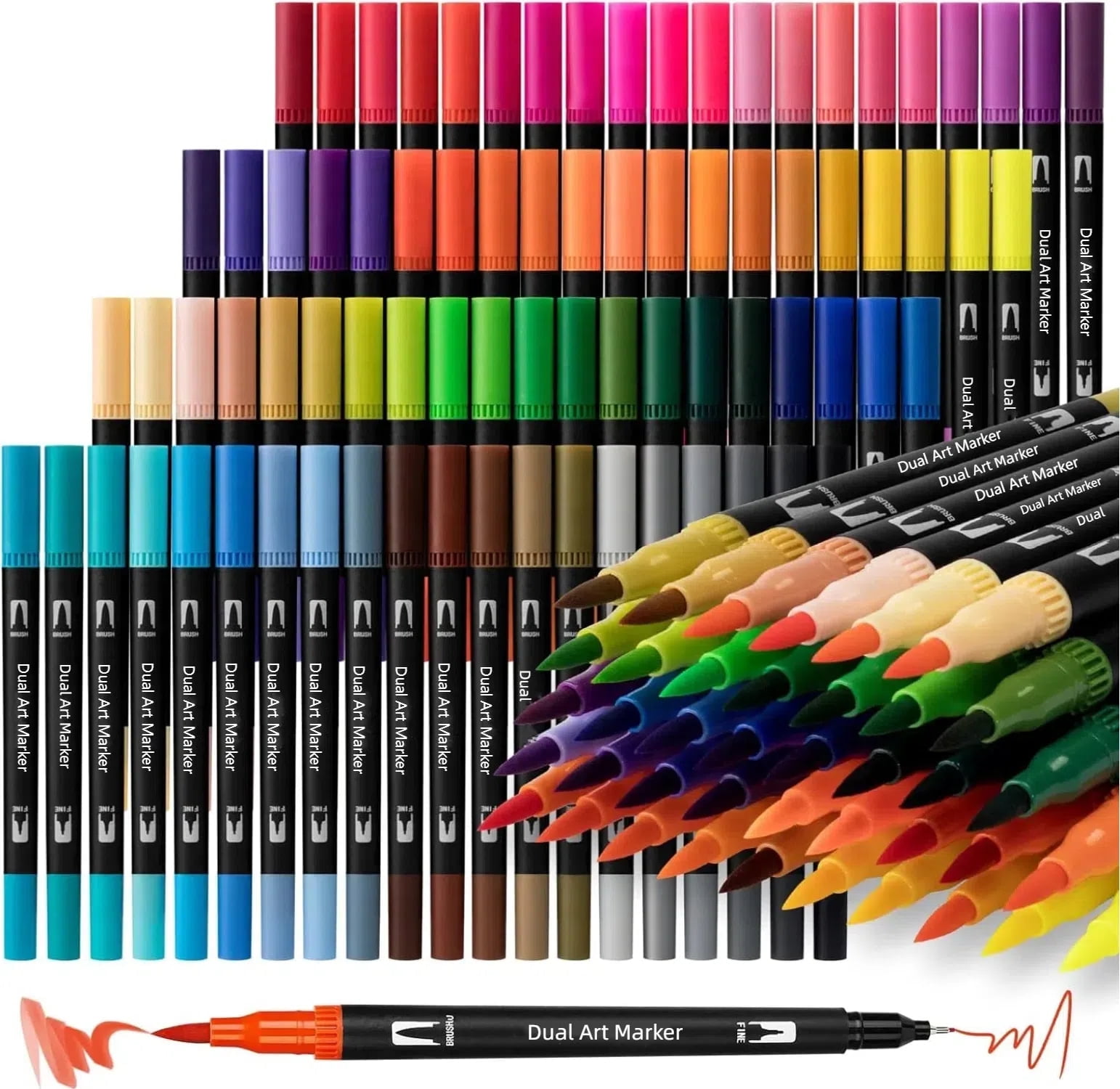 ASOVNXF Dual Coloring Markers Brush Pens, 80 Fine Point Art Markers ...