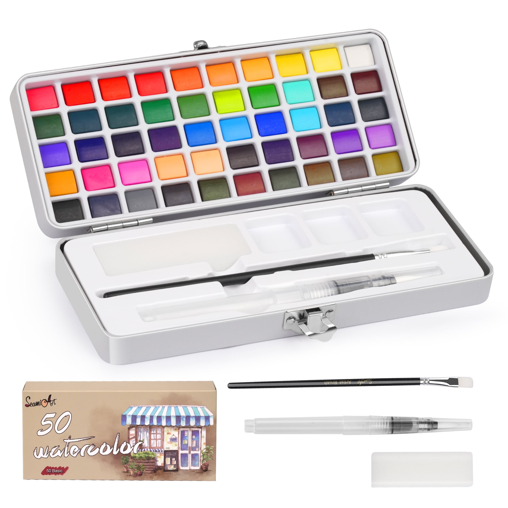 ASOVNXF Watercolor Paint Set, 50 Vibrant Colors, Portable Travel Kit ...