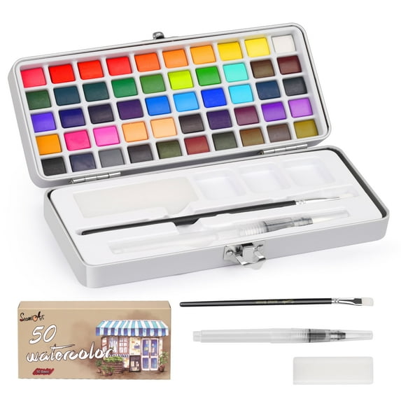 ASOVNXF Watercolor Paint Set, 50 Vibrant Colors, Portable Travel Kit ...