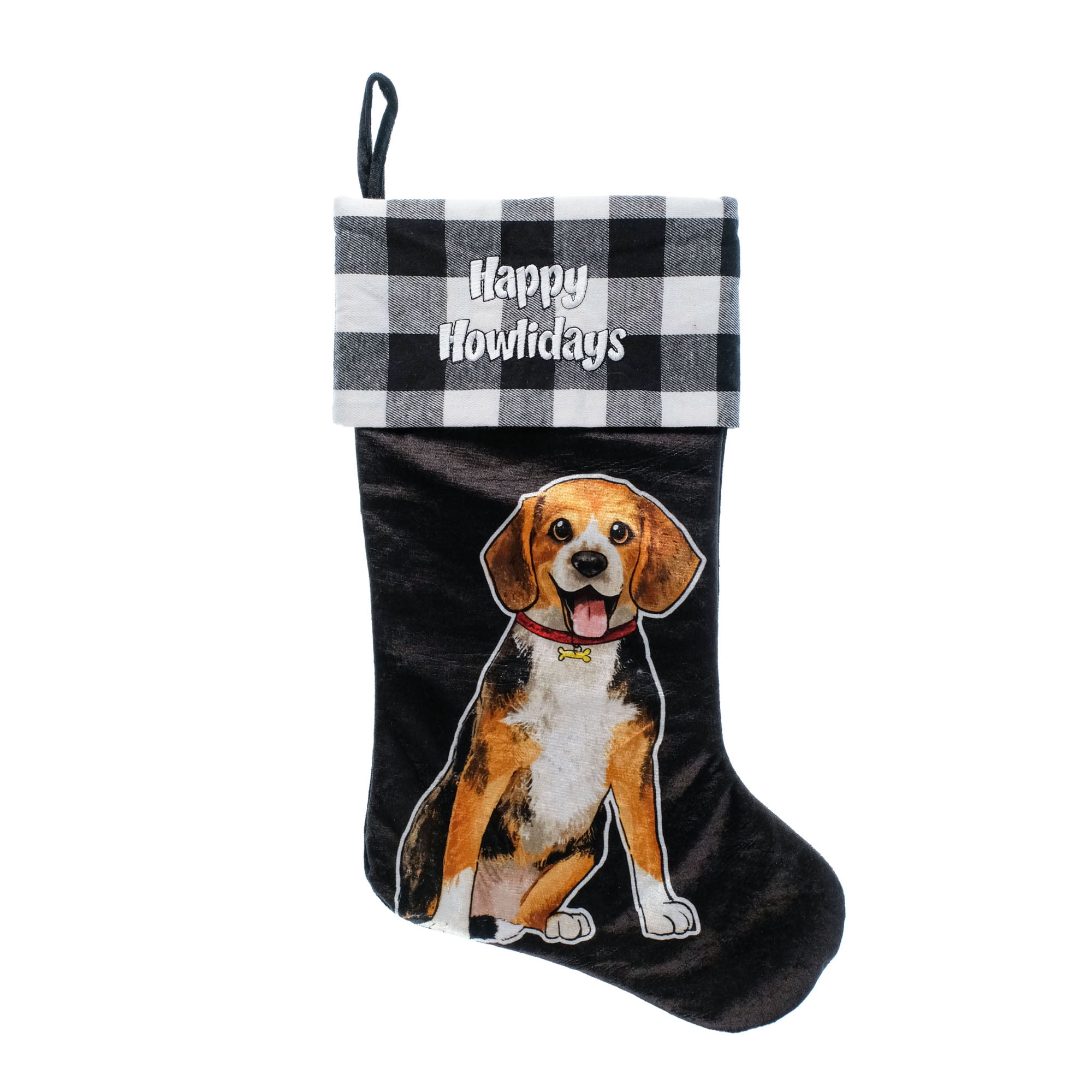 ASPCA, Beagle 20 inch Velour Christmas Stocking, Black, Multi-Color ...