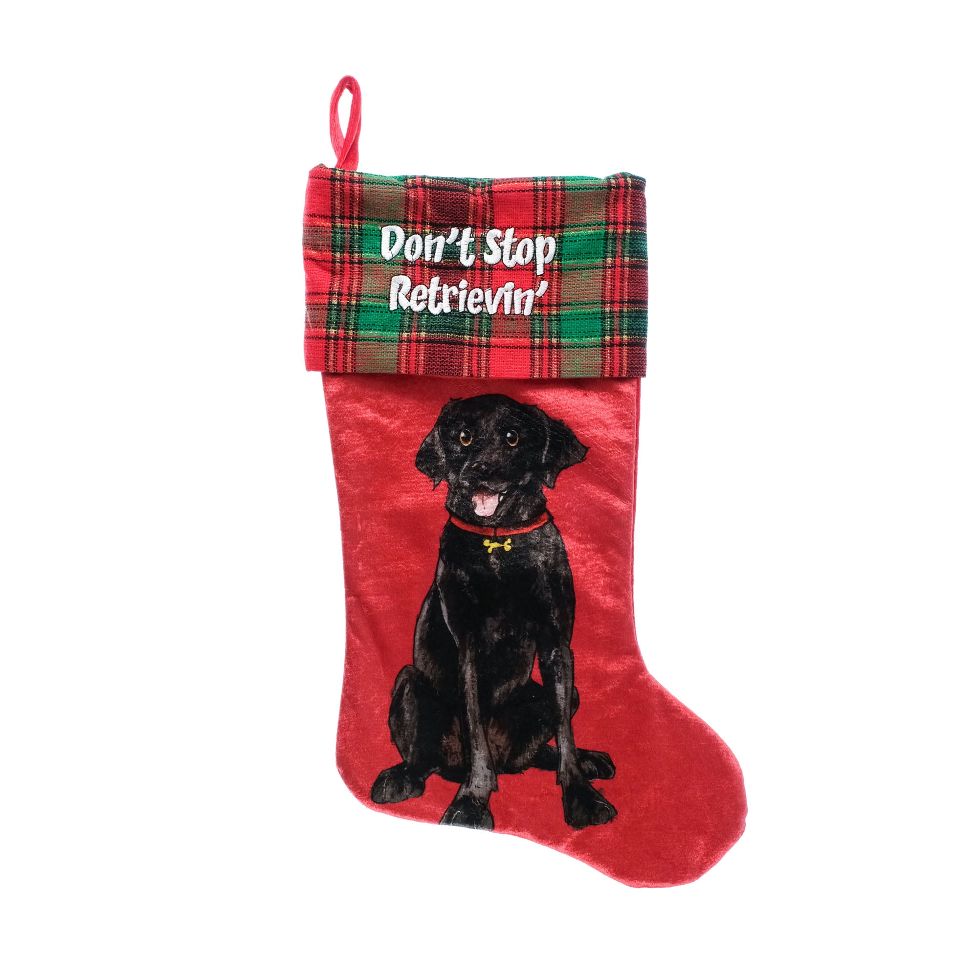 ASPCA, Black Lab 20 inch Velour Christmas Stocking, Red, Multi-Color ...