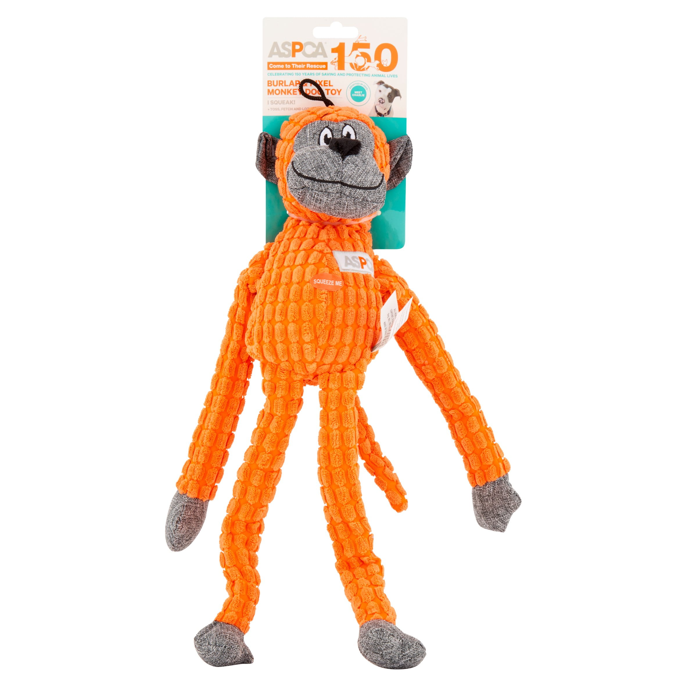 ASPCA Burlap & Pixel Monkey Dog Toy - Walmart.com