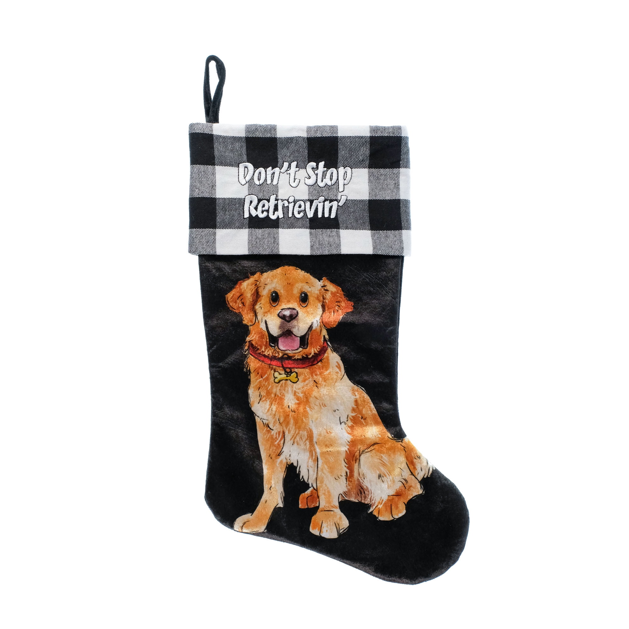 ASPCA, Golden Retriver 20 inch Velour Christmas Stocking, Black, Multi ...