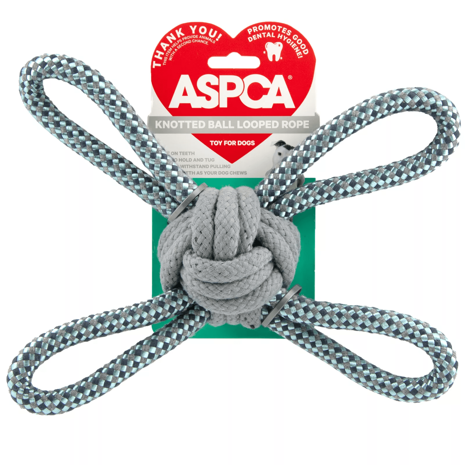 ASPCA Knotted Ball Looped Rope Dog Toy in Aqua - Walmart.com