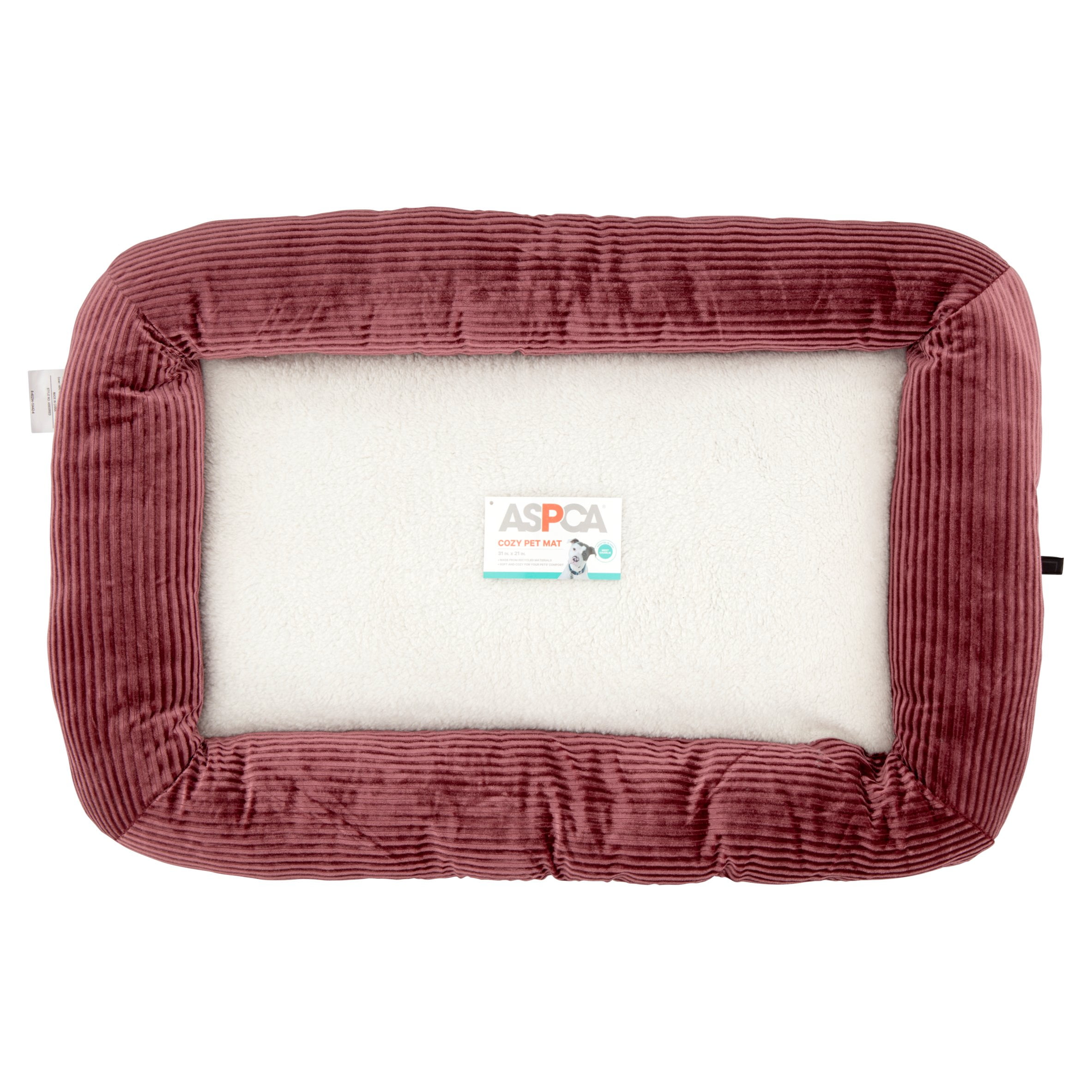 ASPCA Medium Plush Crate Mat Pet Bed, 31" X 21", Red - Walmart.com