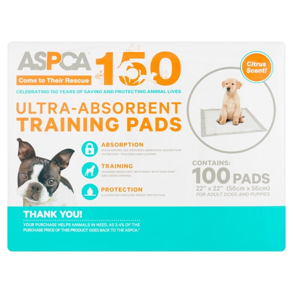 ASPCA Ultra-Absorbent Training Pads, 22 in x 22 in, 100 count, Citrus ...