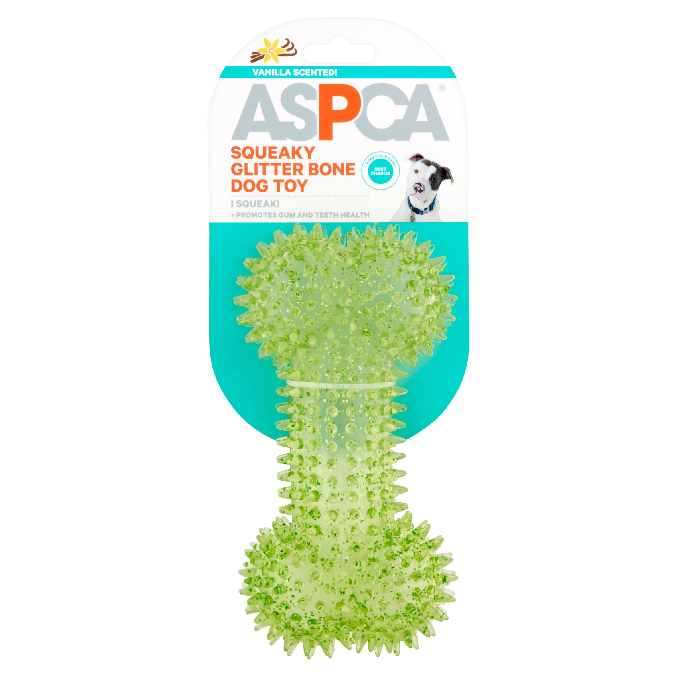 ASPCA Vanilla Scented Glitter Dog Squeaky Bone Toy, Green - Walmart.com