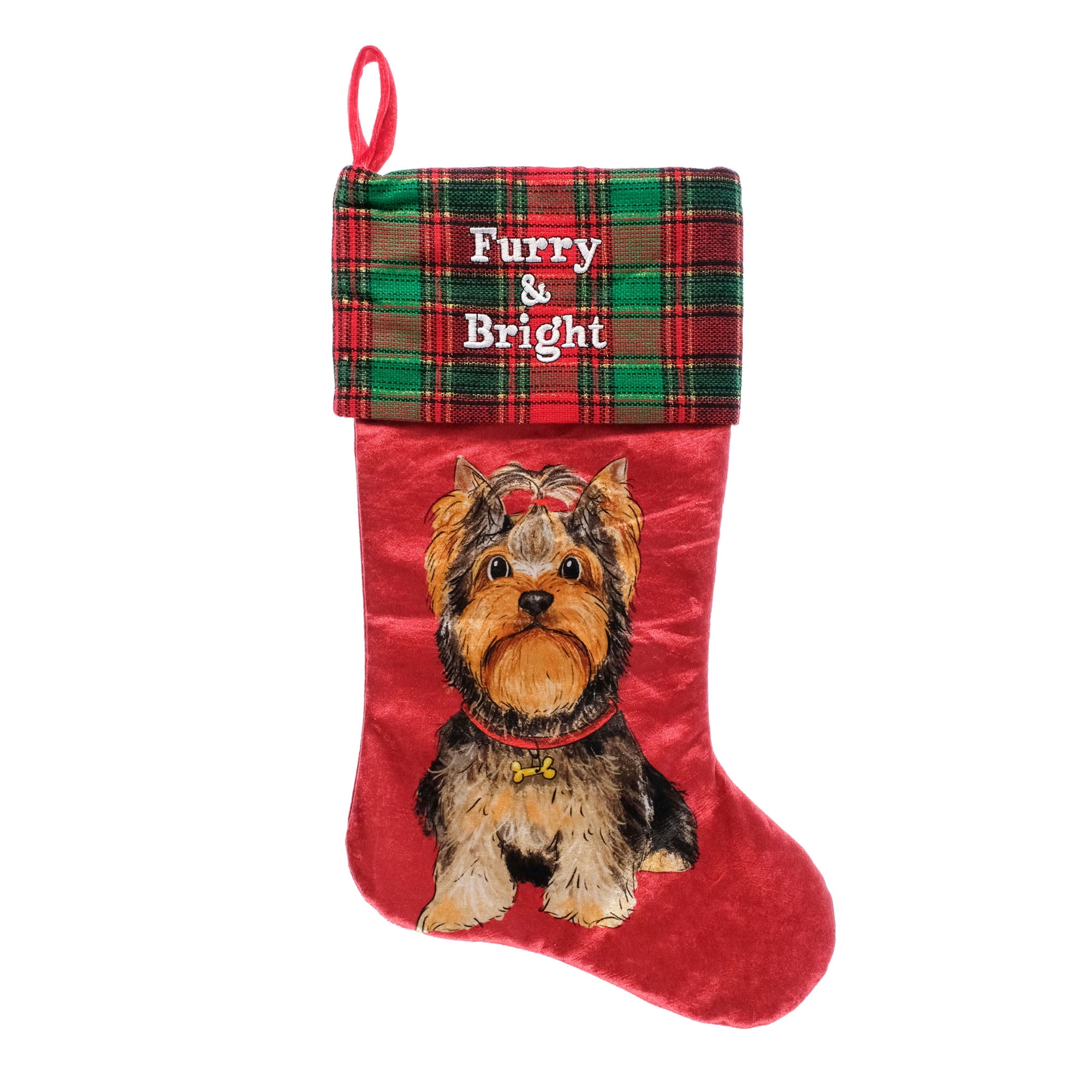 ASPCA, Yorkie 20 inch Velour Christmas Stocking, Red, Multi-Color ...