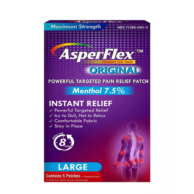 ASPERFLEX™ ORIGINAL PAIN RELIEF PATCH MENTHOL 7.5% - 5 Patches ...