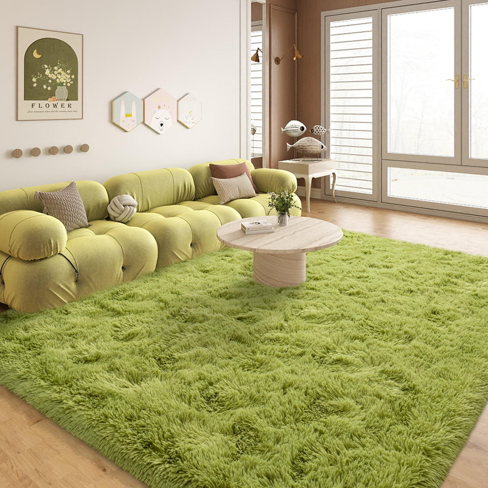 ASPILLOW 9x12 Fluffy Rug for Room,Non Skid Plush Indoor Home Decor Rug ...