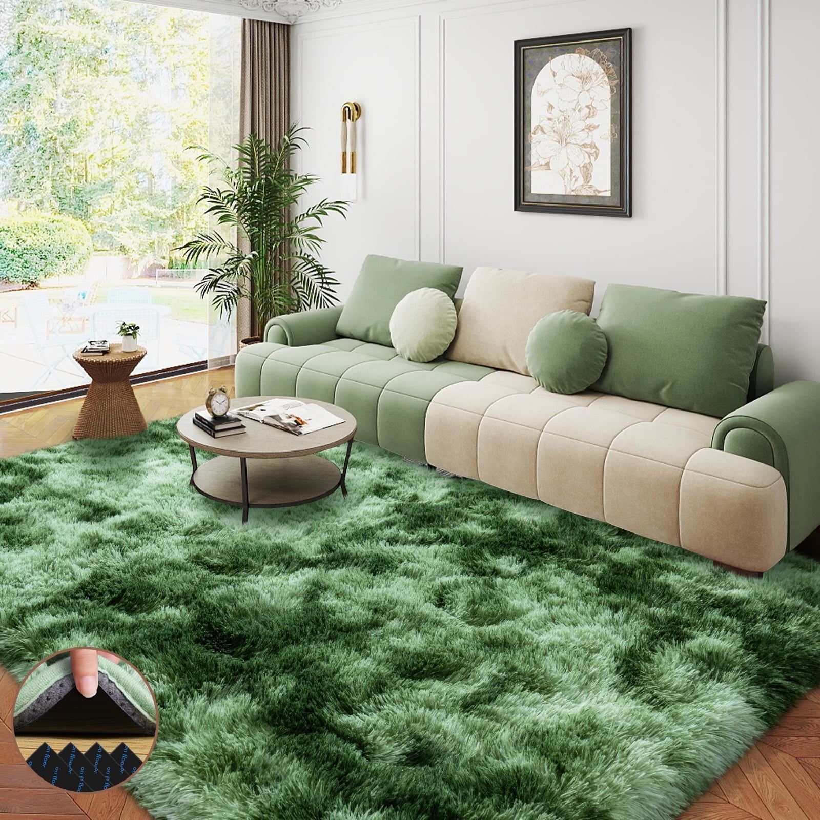 ASPILLOW Fluffy Area Rugs for Living Room, 4x6 Non Skid Shaggy Carpets for Bedroom, Dorms, Rooms ...