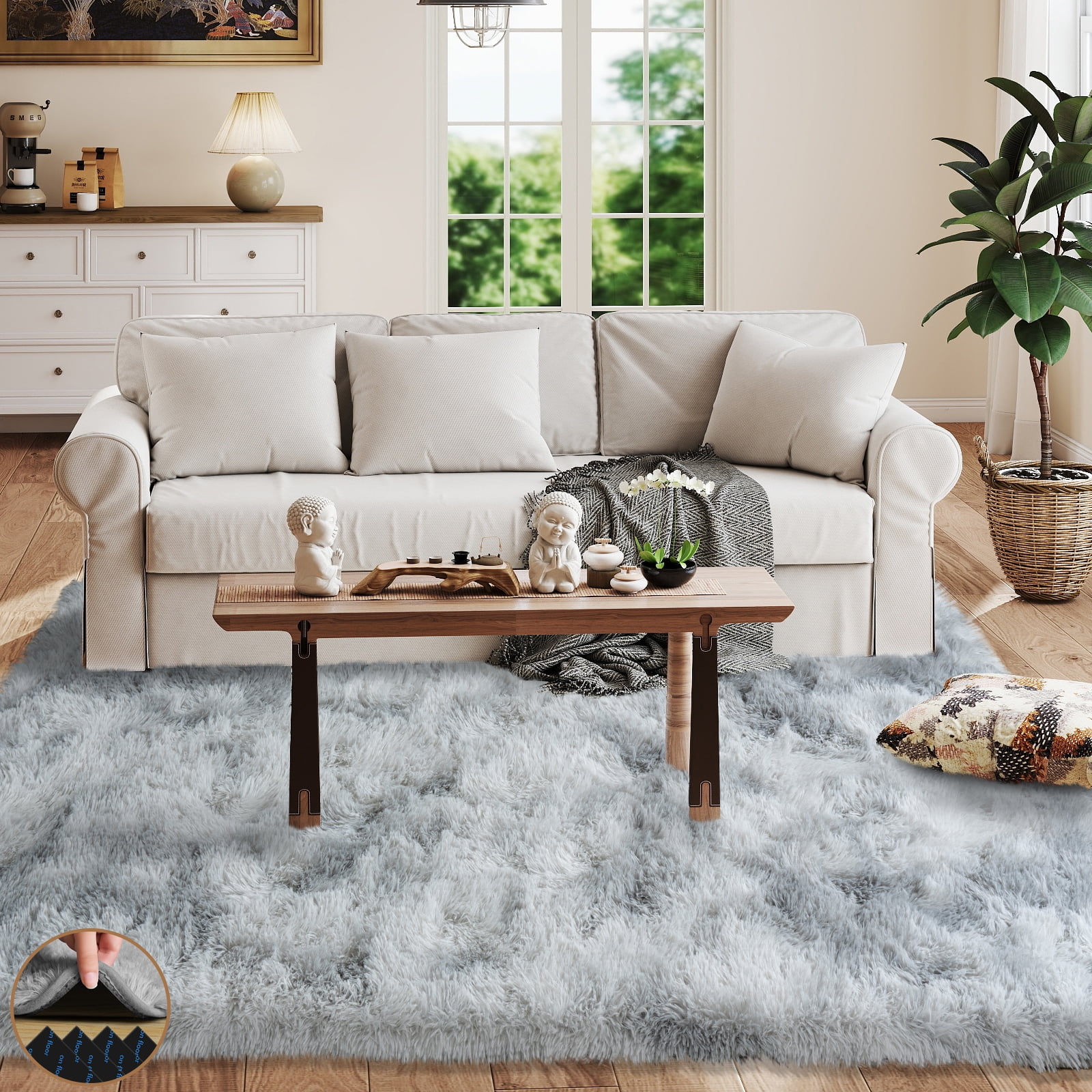 ASPILLOW Fluffy Rugs,6x9 Super Soft Shaggy Fluffy Carpets for Living ...