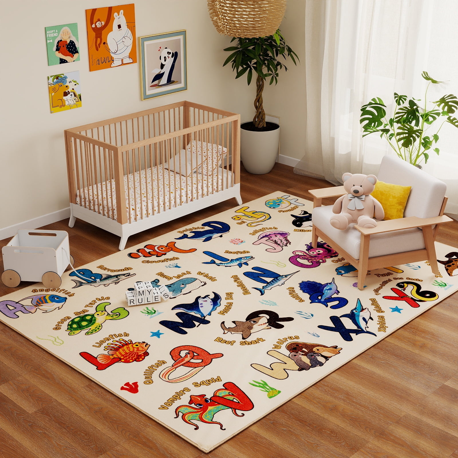 ASPILLOW Kids Educational Rug,Non-Slip Washable Carpet for Playroom ...