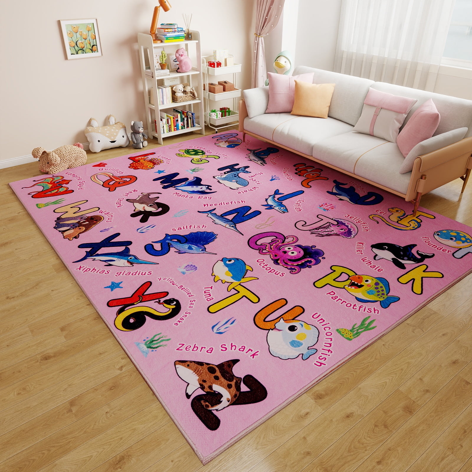 ASPILLOW Kids Educational Rug,Non-Slip Washable Carpet for Playroom ...