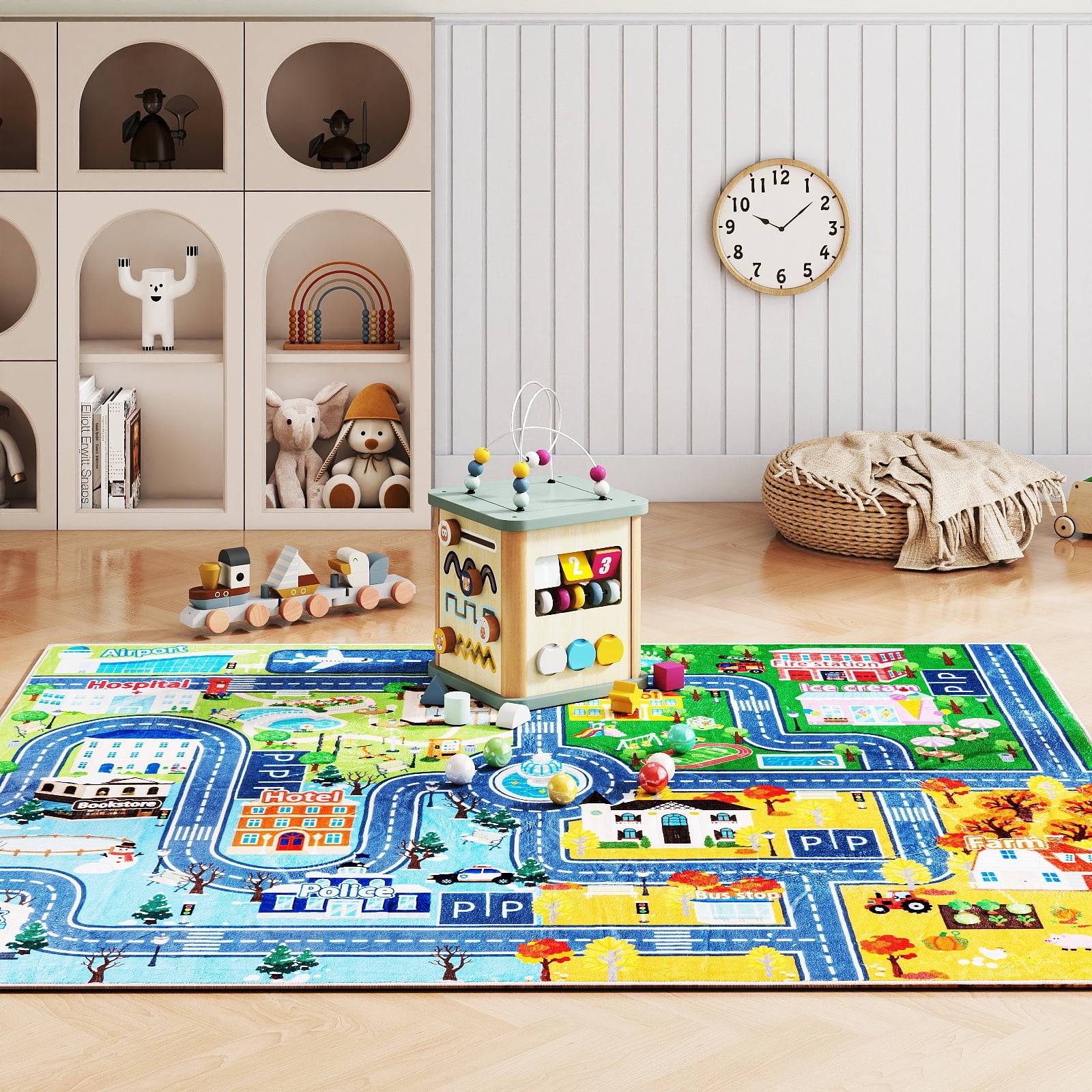 ASPILLOW Kids Rug Playmat, Non-Slip Washable Floor Carpet,Seasons Map ...