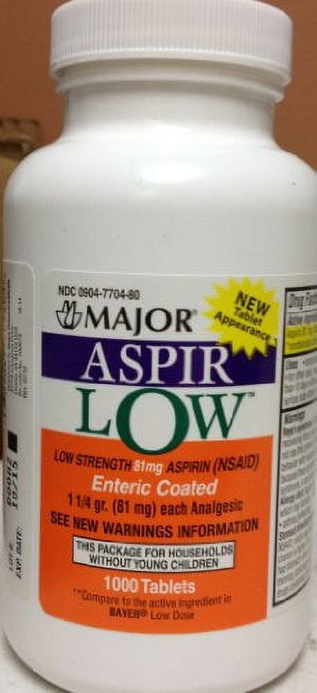 ASPIRIN EC TAB 81MG MAJOR 1000Tablets - Walmart.com