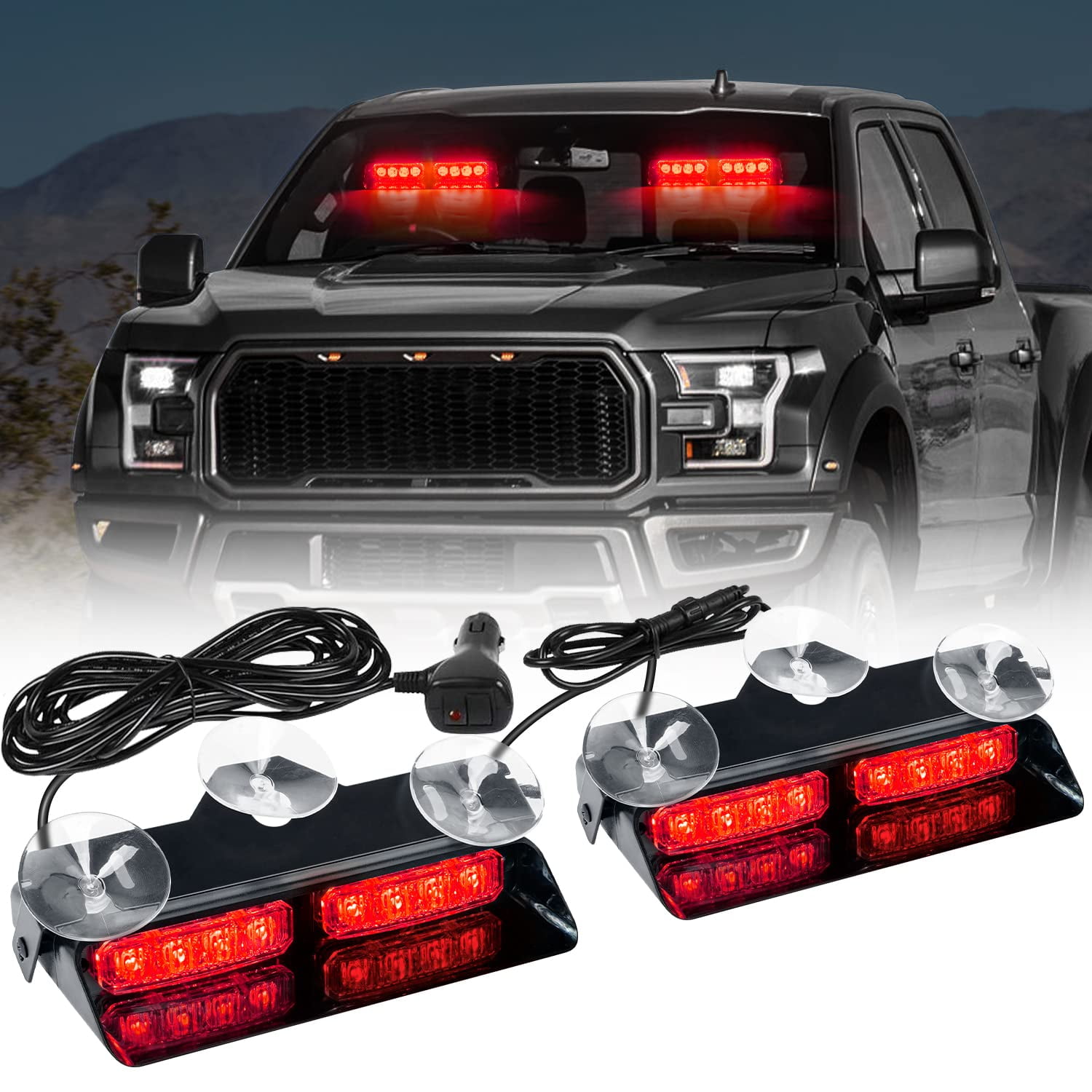 ASPL 2x7.2 Inch Dash DHF10 Emergency Strobe Lights 16LED Hazard ...