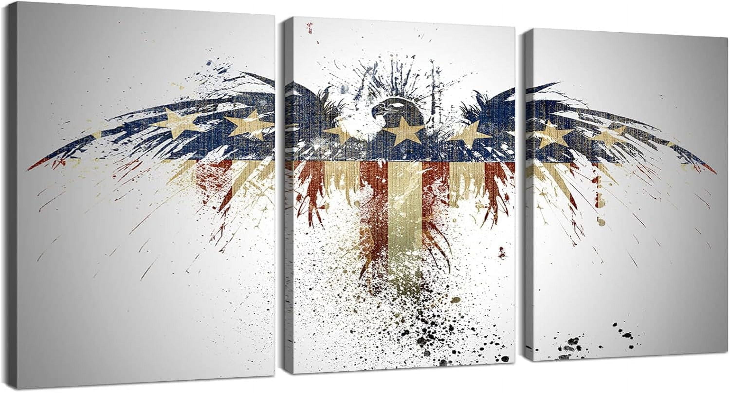 ASPORIC 3 Piece American Flag Decor Army Poster Military Wall Art Eagle ...