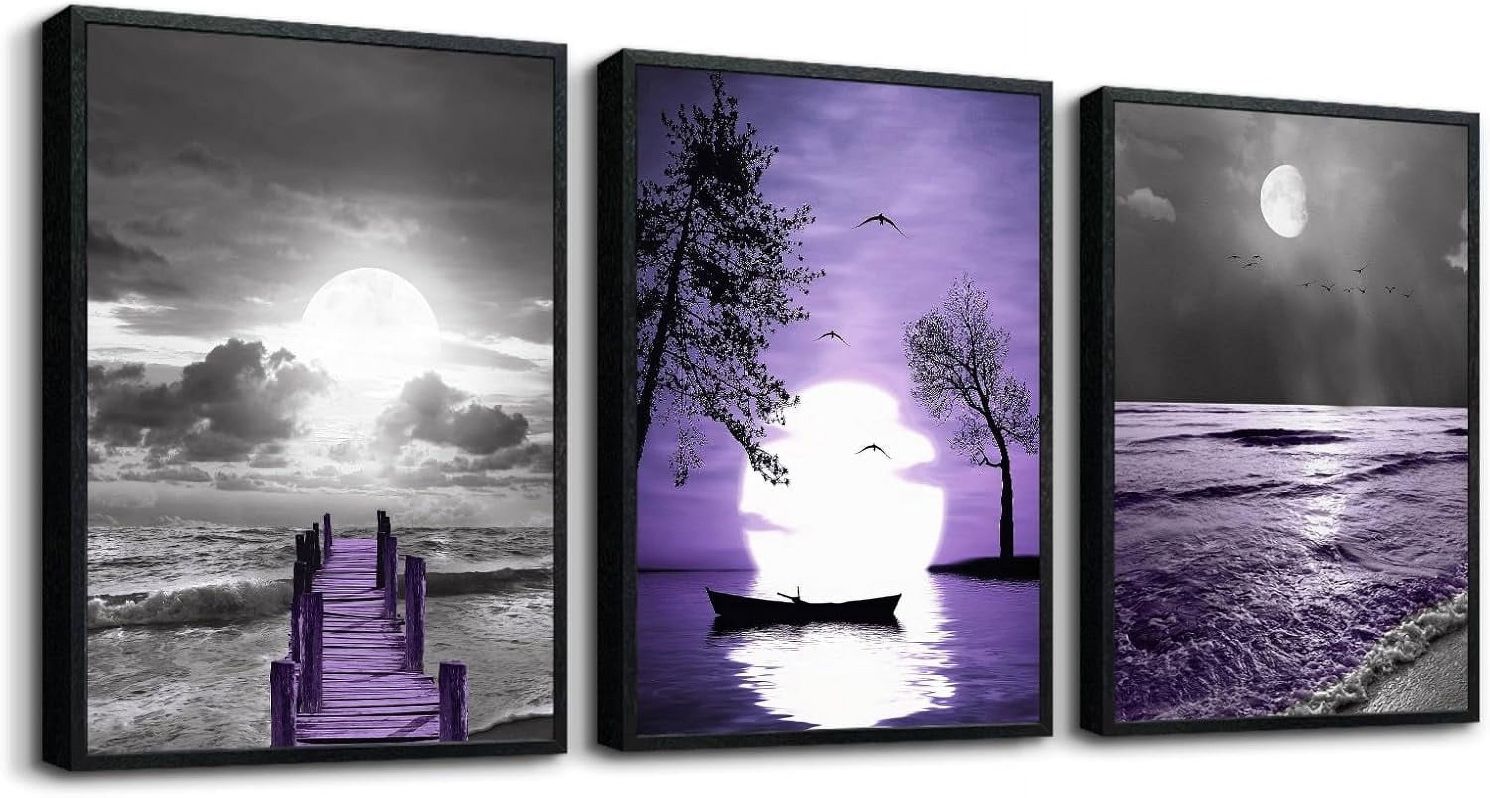 ASPORIC 3 Piece Black Framed Artwork Wall Decor For Living Room Large ...
