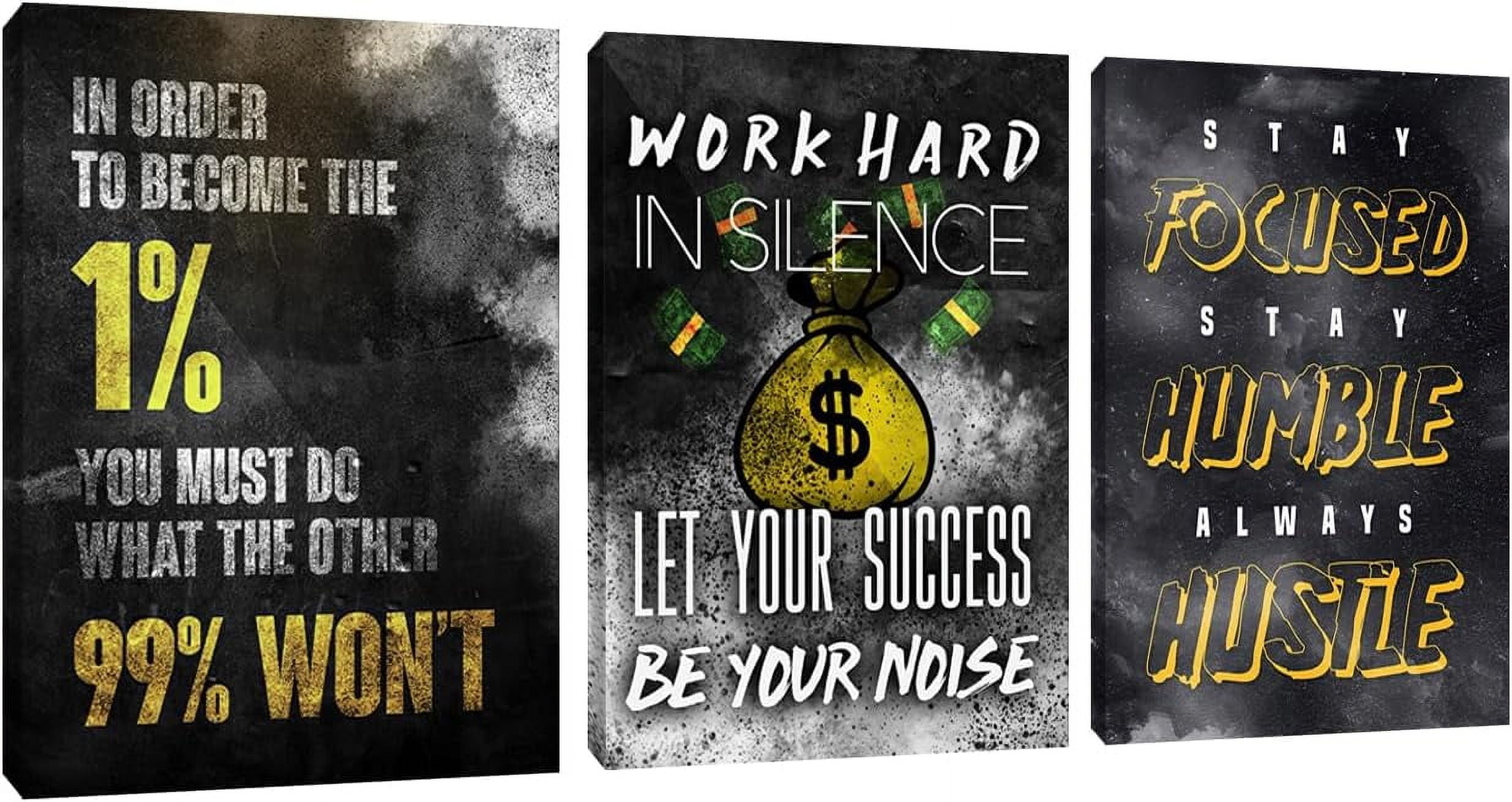 ASPORIC 3 Piece Black Wall Art Modern Motivational Quotes Wall Art ...