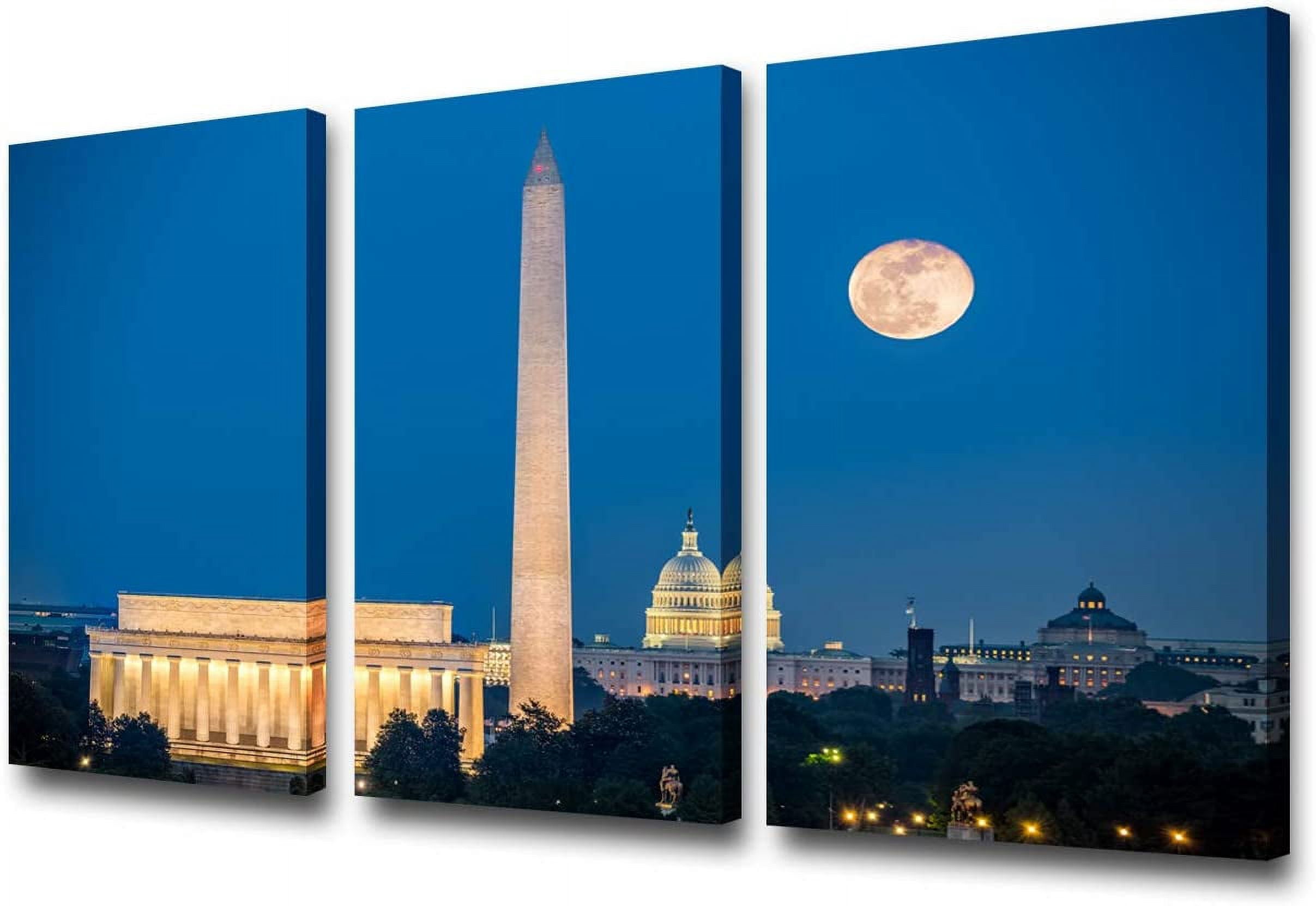 ASPORIC 3 Piece Canvas Print Contemporary Art Washington Monument ...
