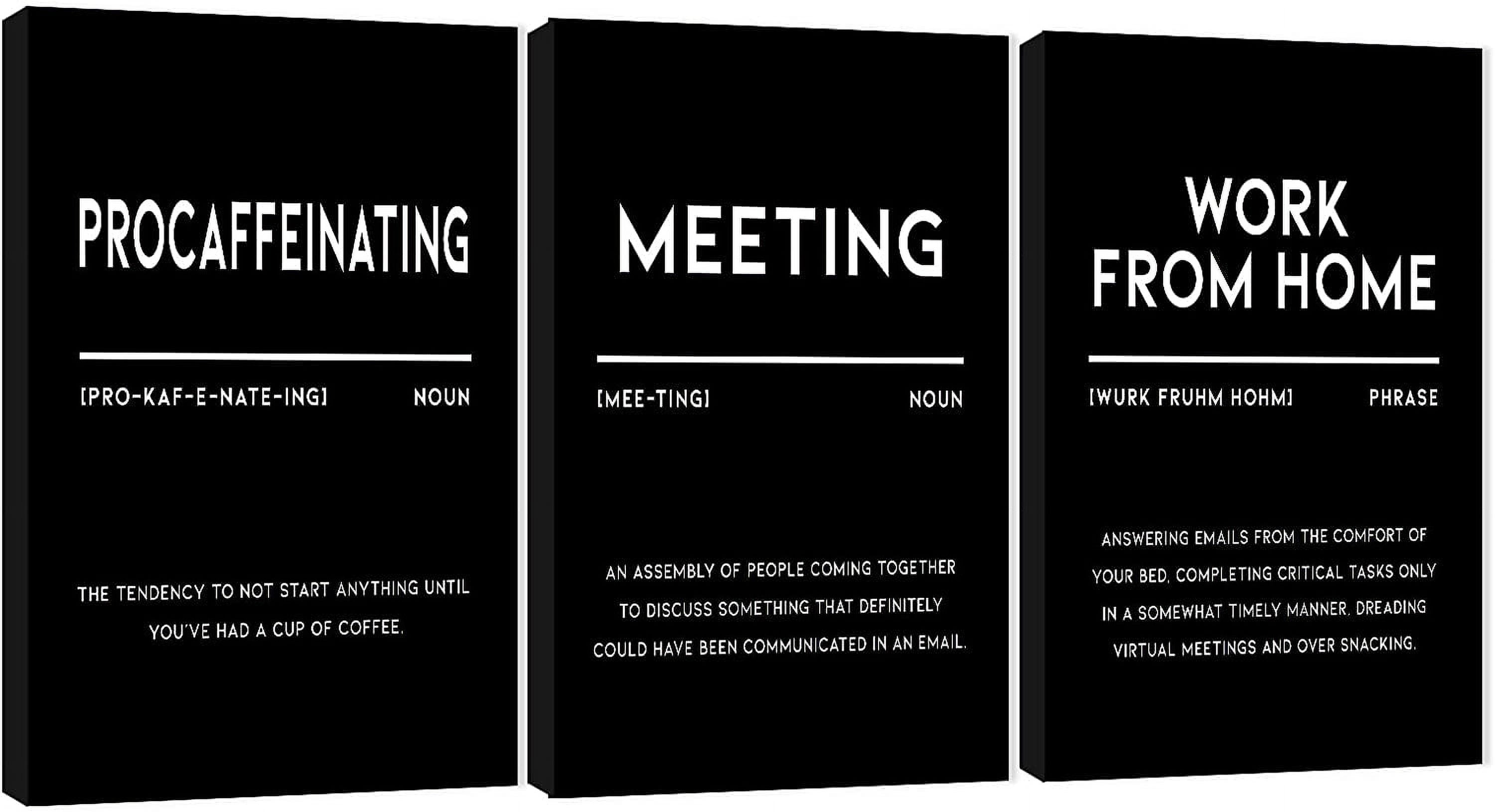 ASPORIC 3 Piece Inspirational Canvas Wall Art, Quotes "Procaffeinating ...