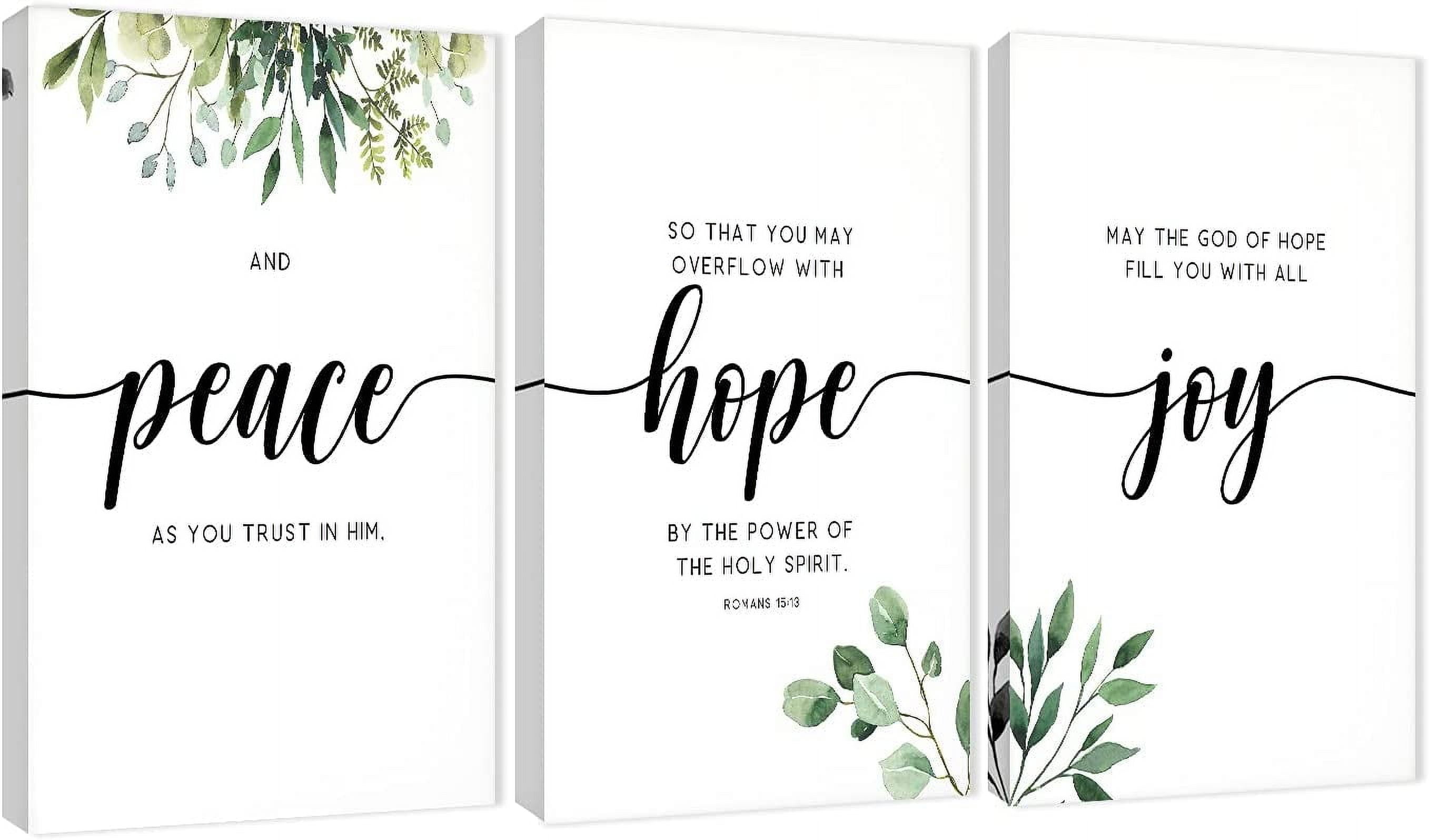 ASPORIC 3 Piece Inspirational Wall Art, White Plants Background Picture ...