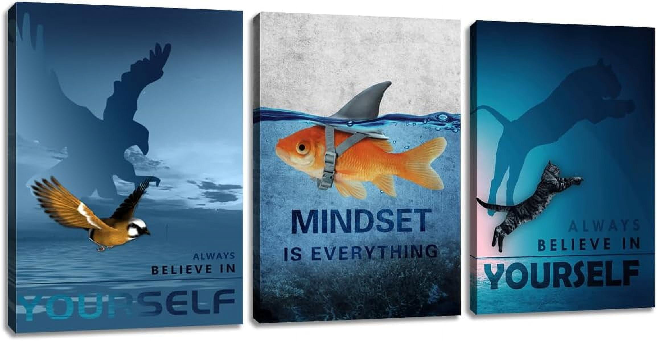 ASPORIC 3 Pieces Blue Animals Wall Art Inspirational Entrepreneur ...
