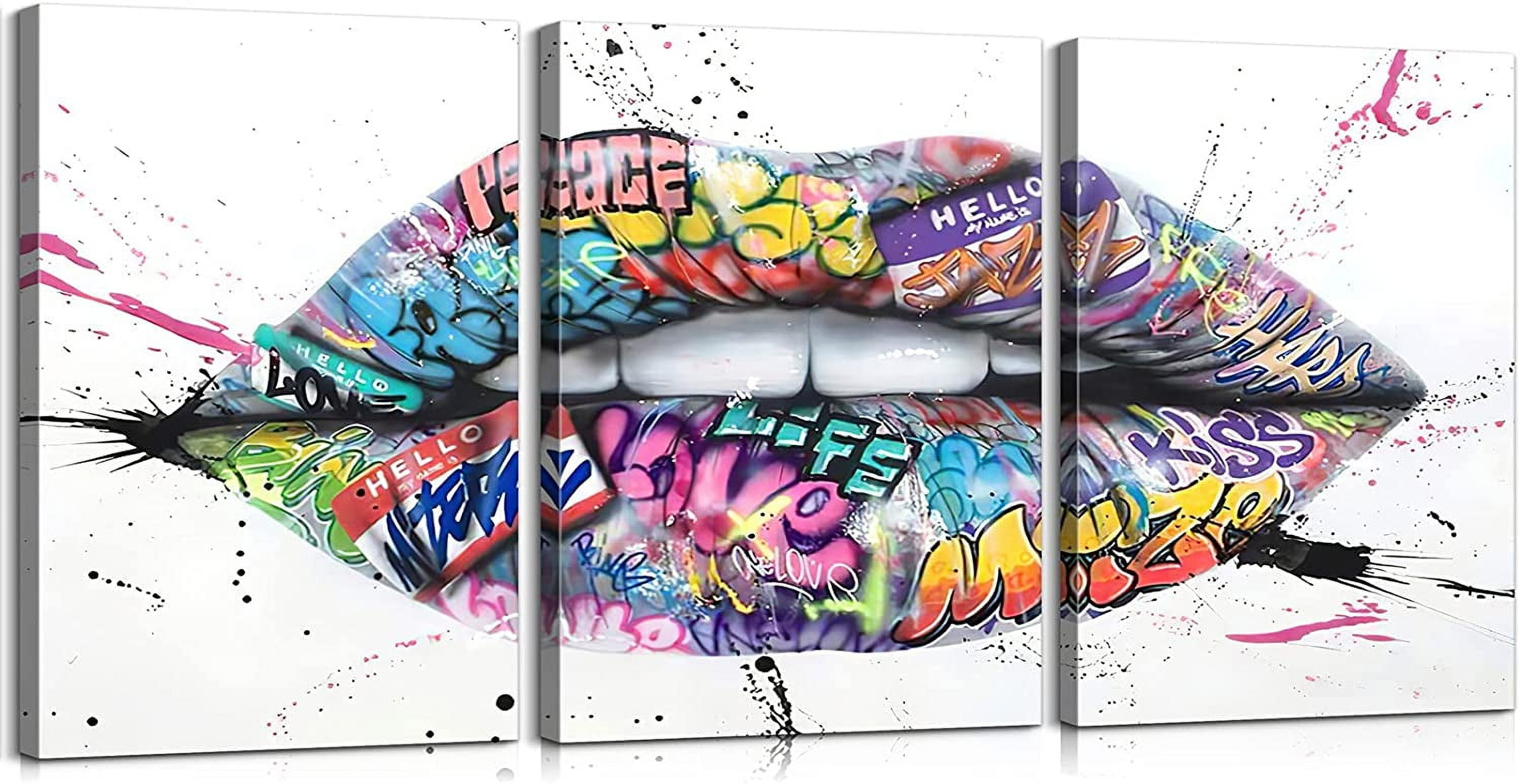 ASPORIC 3 Pieces Graffiti Art Colorful Paintings for Wall Graffiti Wall ...
