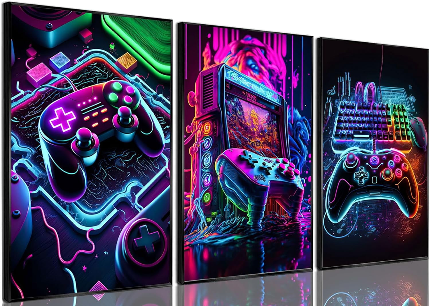 ASPORIC 3pcs Game Room Decor Neon Gaming Posters Wall Art Gamer ...