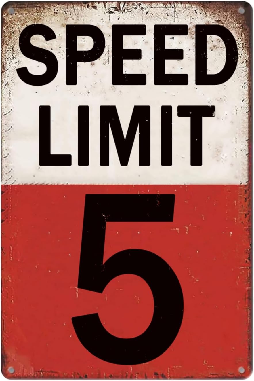 ASPORIC 5 Mph Speed Limit Sign Vintage Tin Metal Sign Speed Limit ...