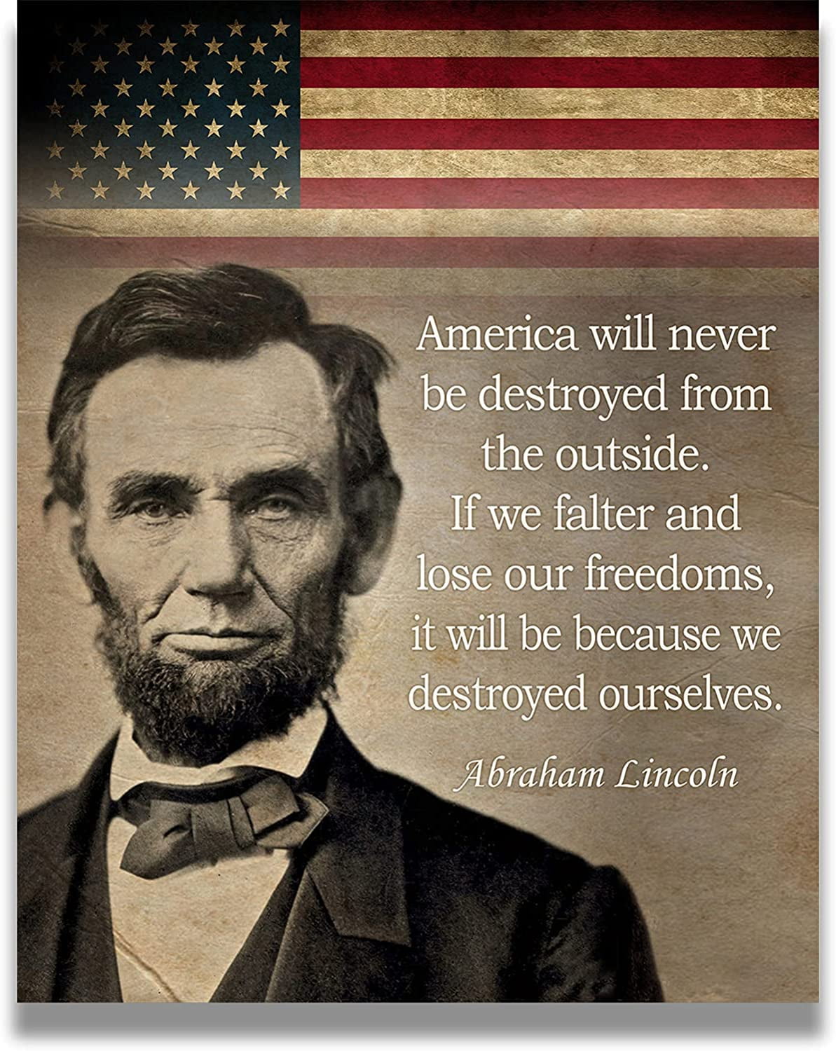 ASPORIC Abraham Lincoln Historic Quote - American Patriotic President ...