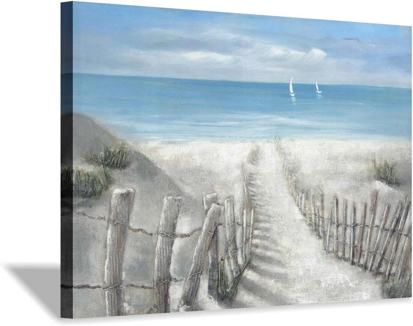 ASPORIC Abstract Beach Path Artwork Picture: Coastal Painting Ocean ...