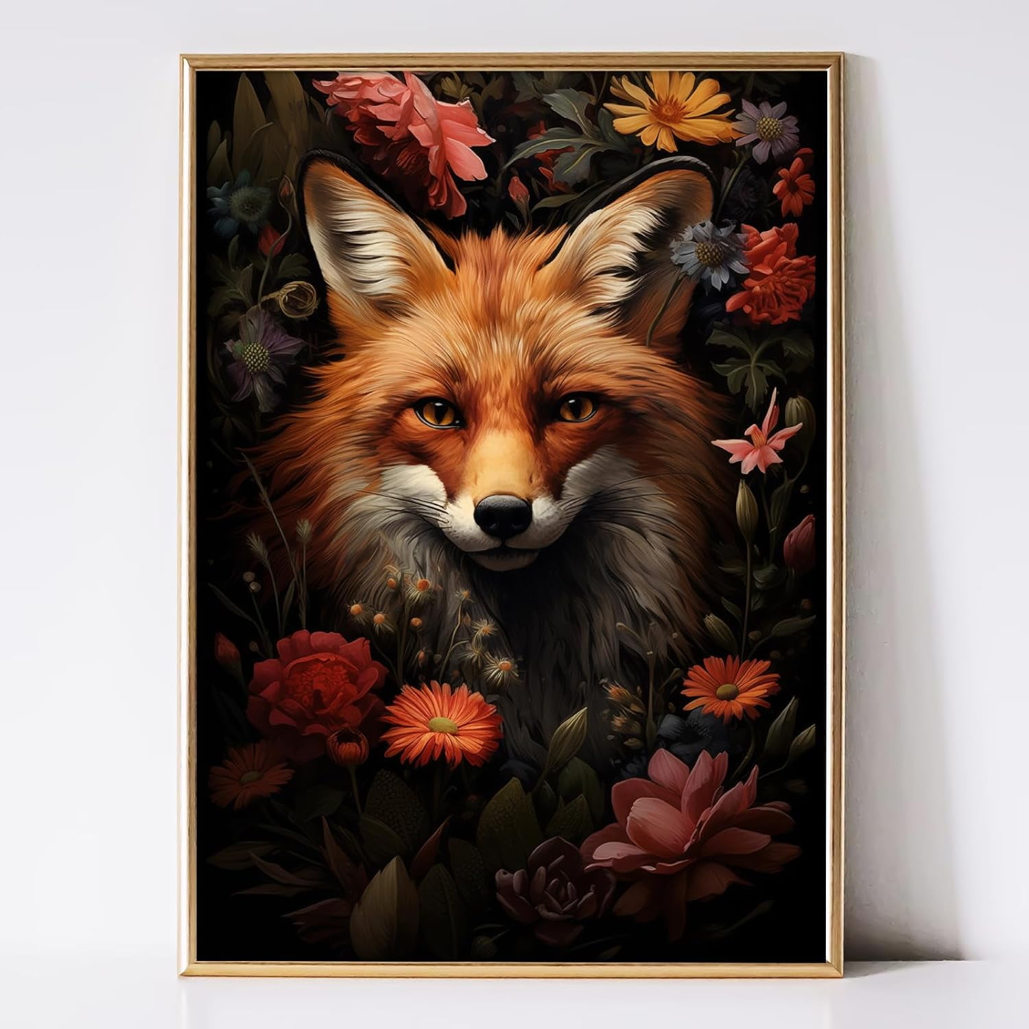 ASPORIC Abstract Fox Wall Art Orange Fox Canvas Painting Gothic Animal ...