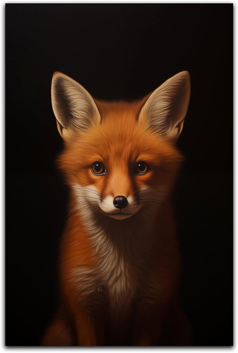 ASPORIC Abstract Fox Wall Art Orange Fox Canvas Painting Gothic Animal ...