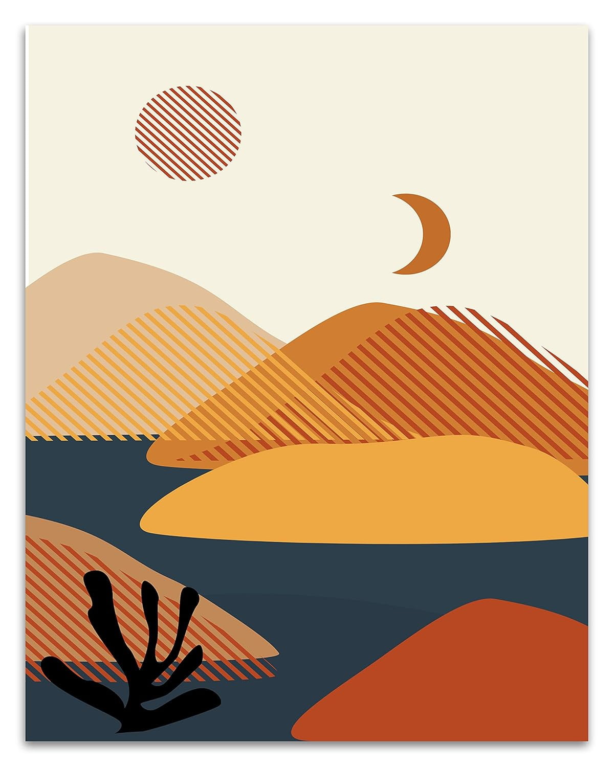ASPORIC Abstract Landscape Southwestern Wall Art Prints, Boho Mountain ...