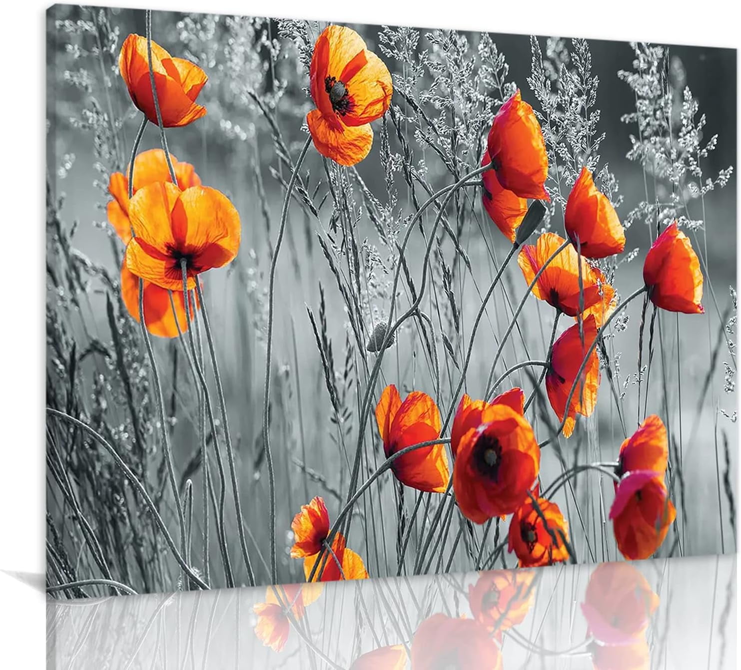 ASPORIC Abstract Red Poppies Canvas Painting Modern Abstract Wall Art ...