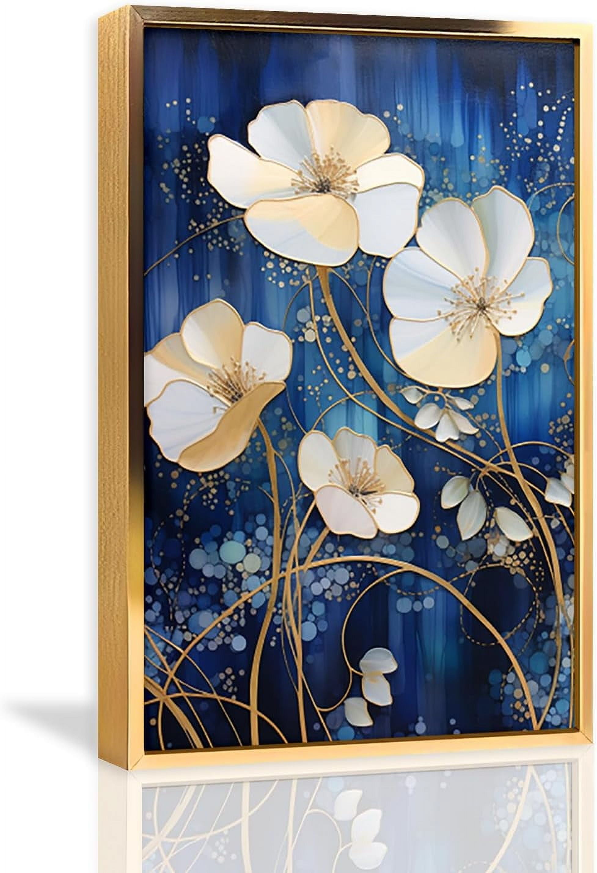 ASPORIC Abstract White Flower Canvas Painting Modern Abstract Wall Art ...
